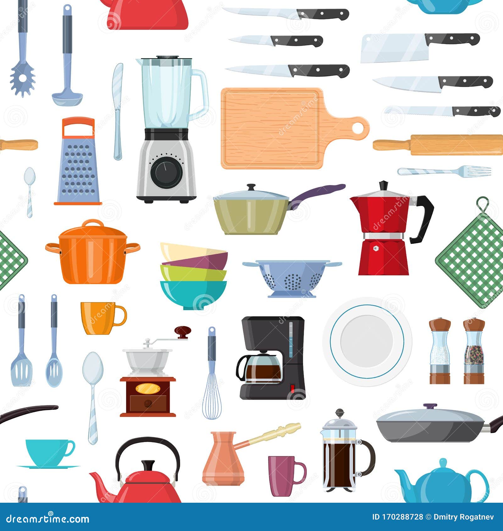 KItchen Tools Seamless Pattern Stock Vector - Illustration of cuisine ...