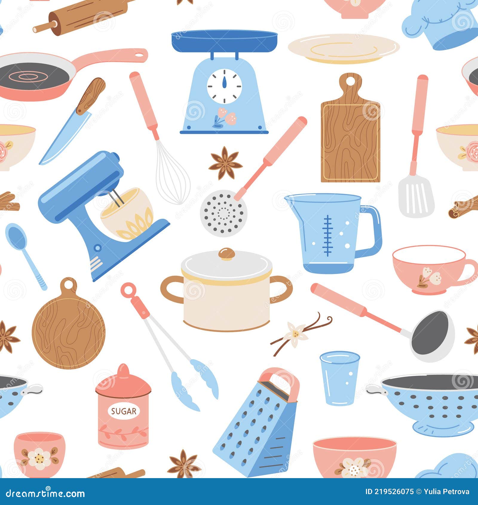 Kitchen Tools Seamless Pattern Stock Vector - Illustration of symbol, bake: 219526075