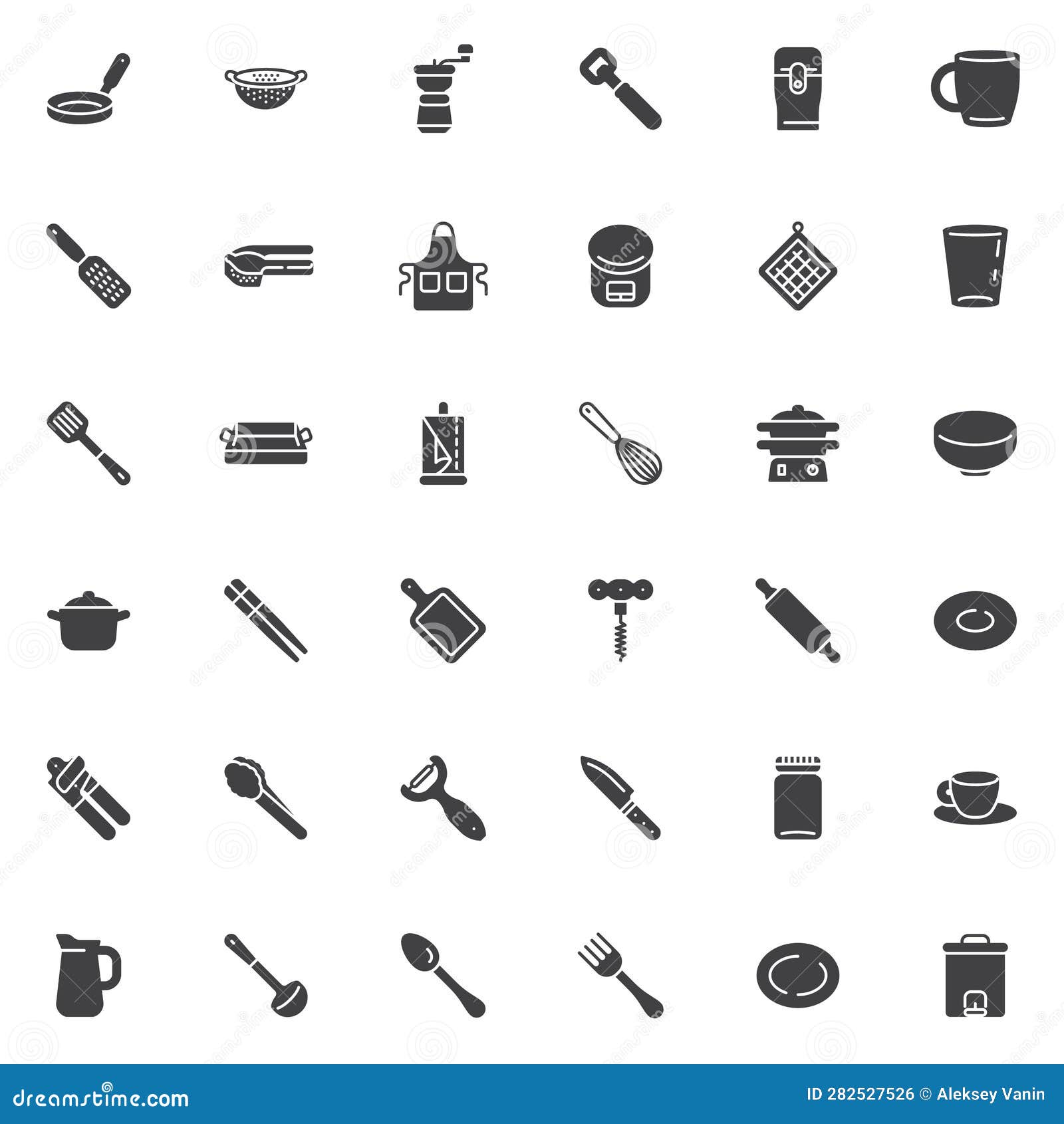 Kitchen Tools Vector Icons Set Stock Vector - Illustration of cook ...