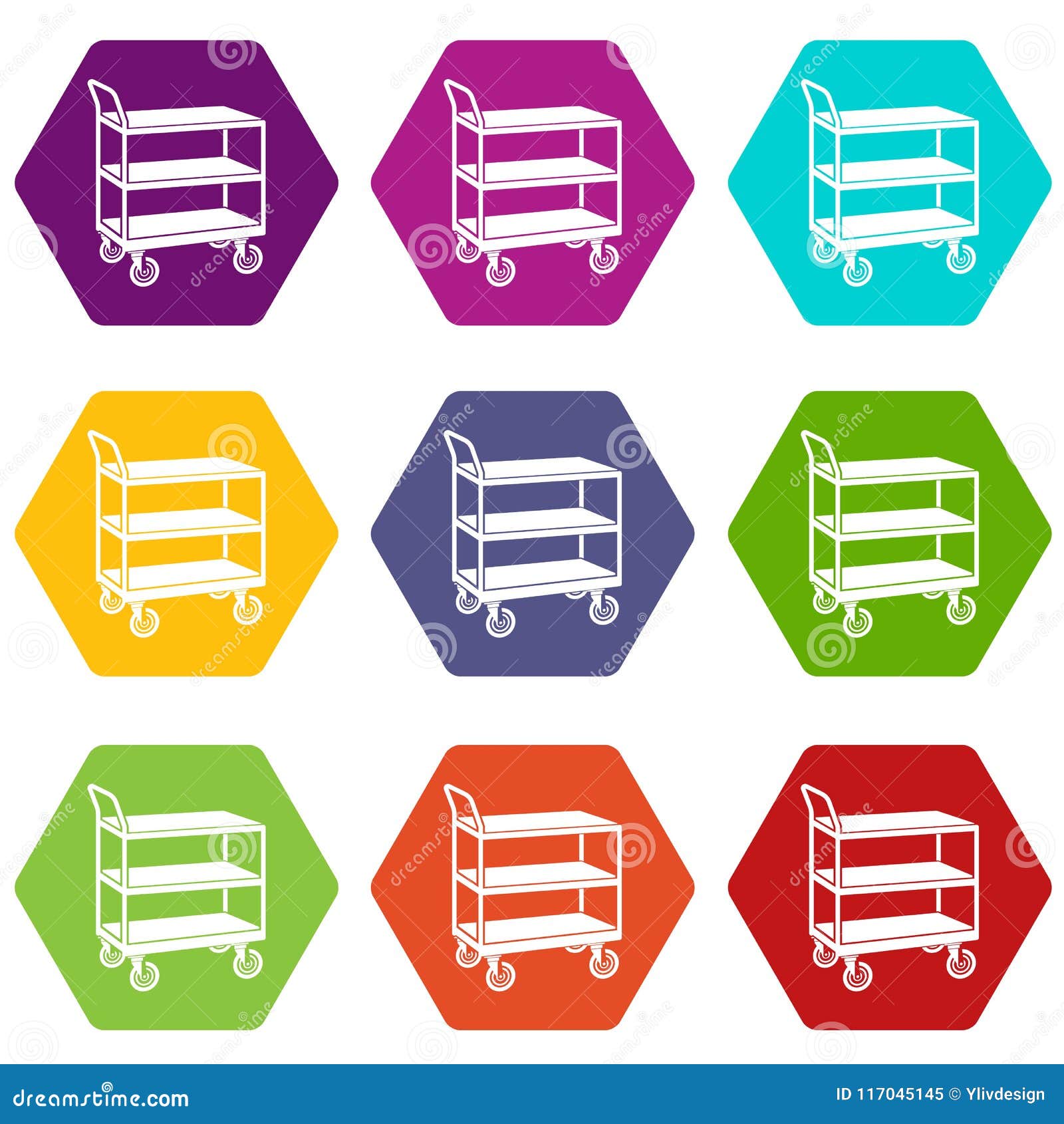 Kitchen Trolley Icons Set 9 Vector Stock Vector - Illustration of ...