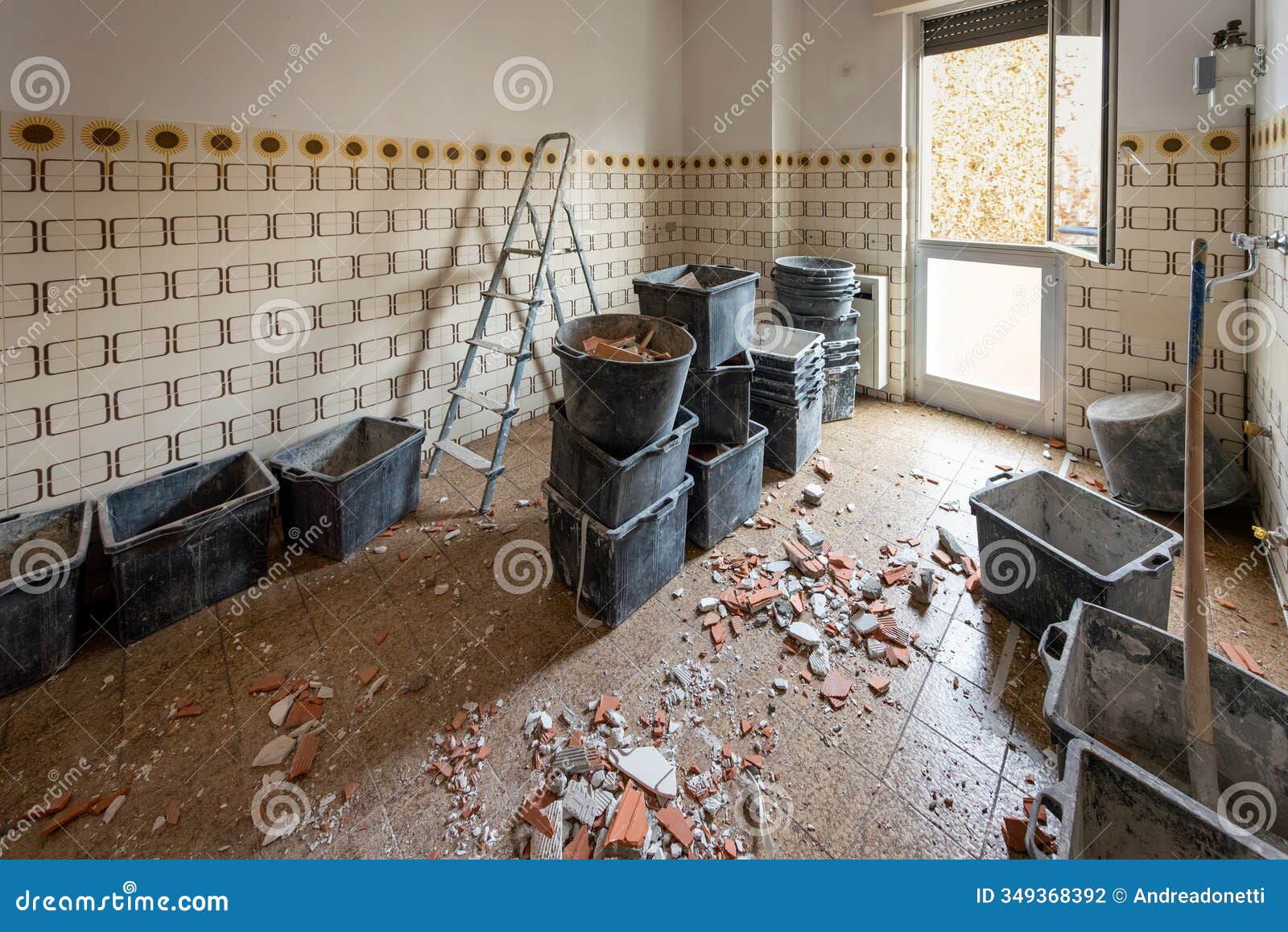 Construction Waste and Debris in Buckets during Apartment Renovation ...