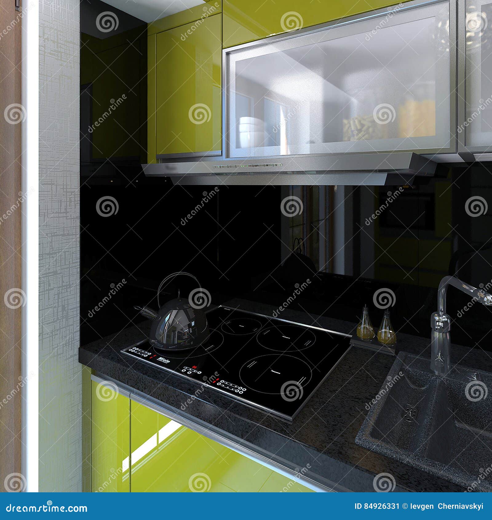Kitchen Unit Details, 3d Rendering Stock Illustration - Illustration of ...