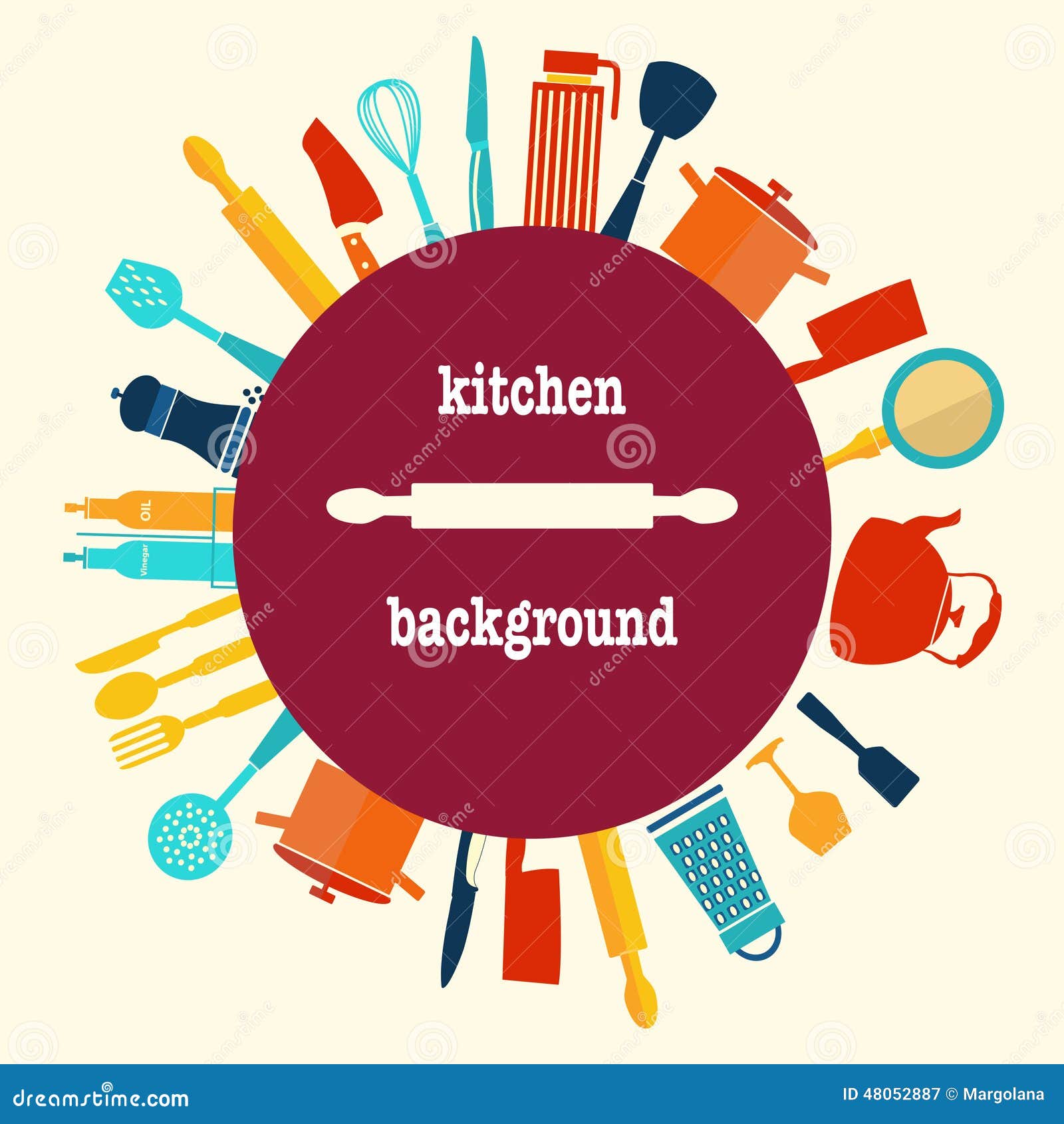 Kitchen utensil-background stock vector. Illustration of group - 48052887