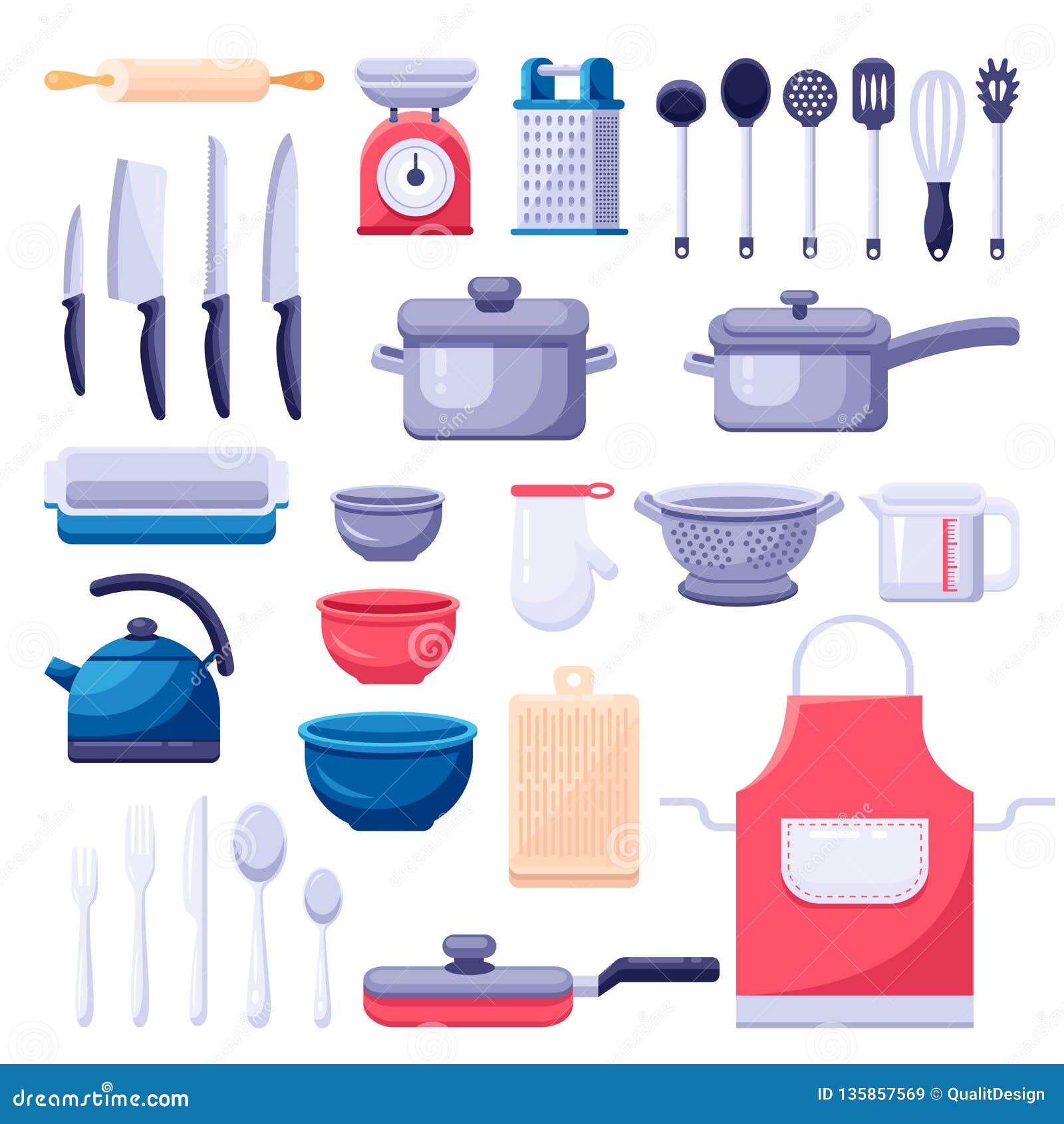 Kitchen Utensil Icons and Design Elements Set. Cooking and Kitchenware ...