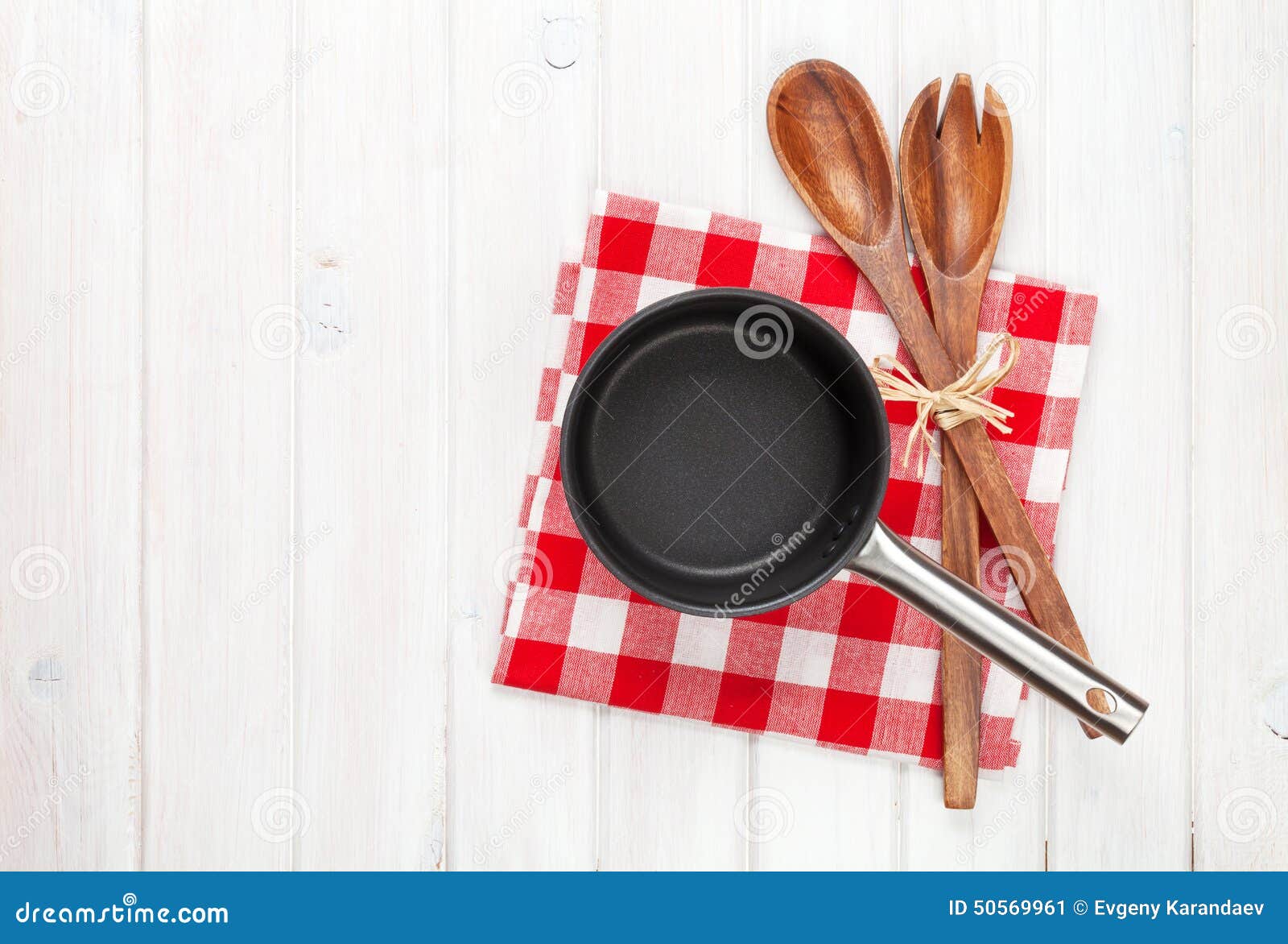Kitchen Utensil Over White Wooden Table Background Stock Image - Image ...