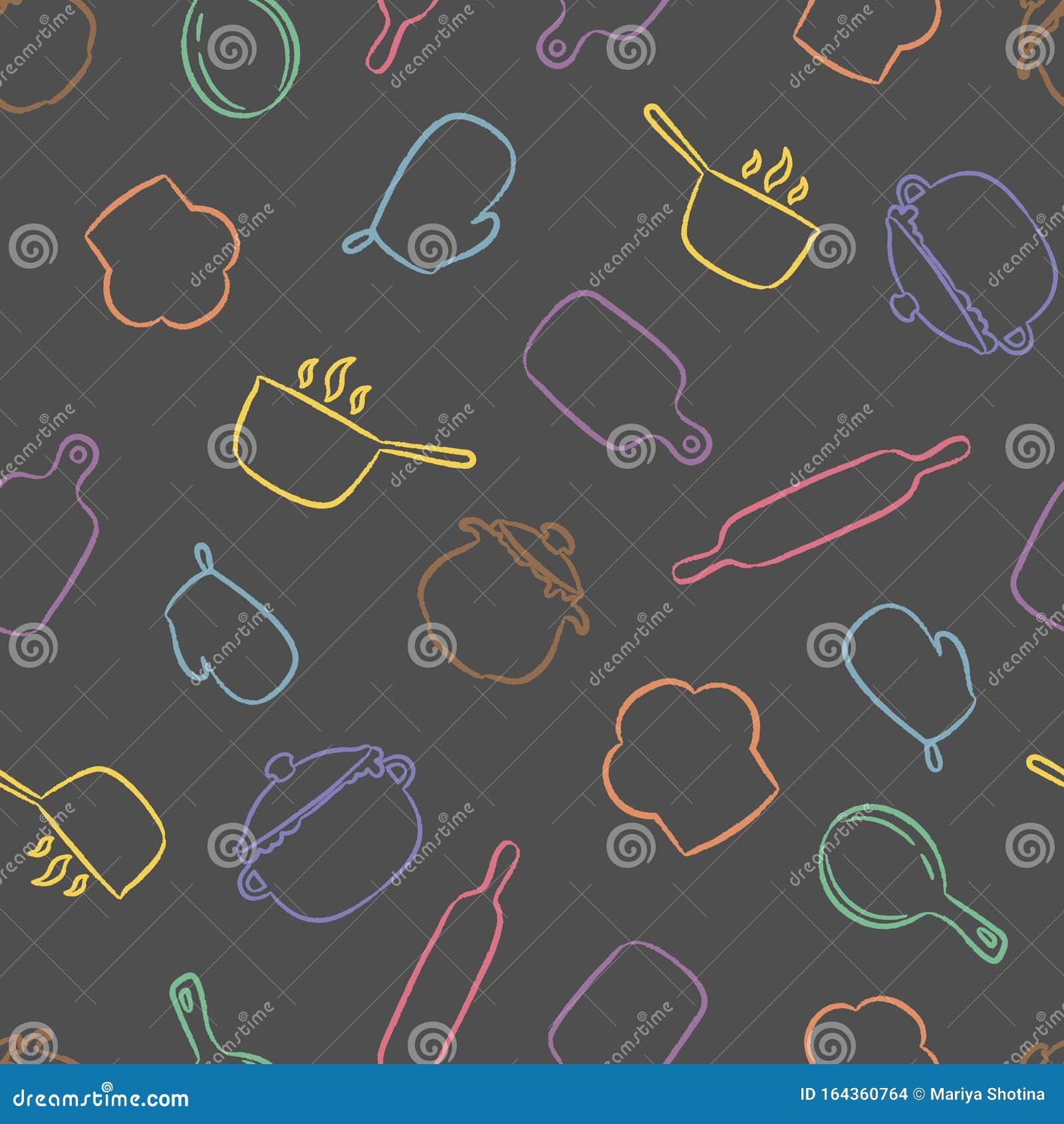 Kitchen Utensil Seamless Pattern. Cooking Repeating Background for ...