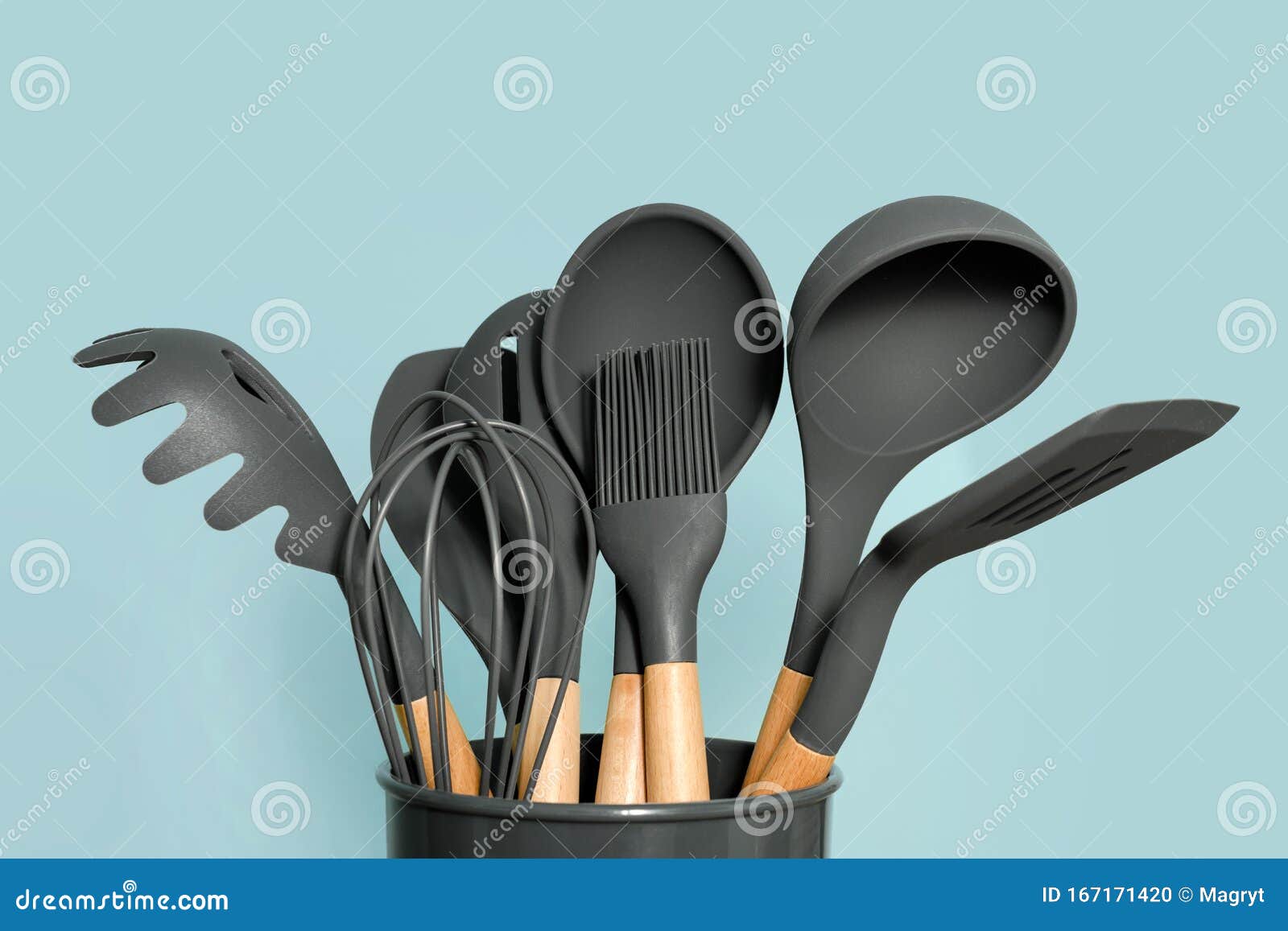 Kitchen Utensils Background with Copyspace, Home Kitchen Decor Concept ...