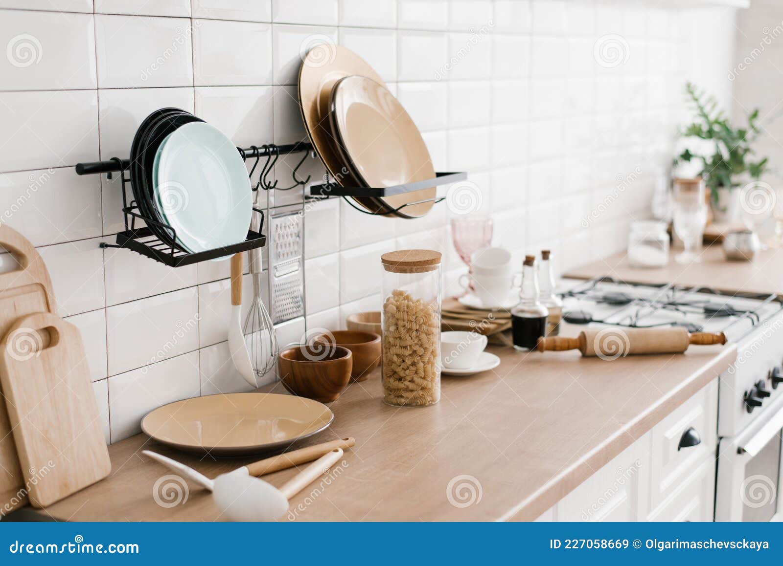 Kitchen Utensils are on the Cabinet. the Interior of the Room in the ...