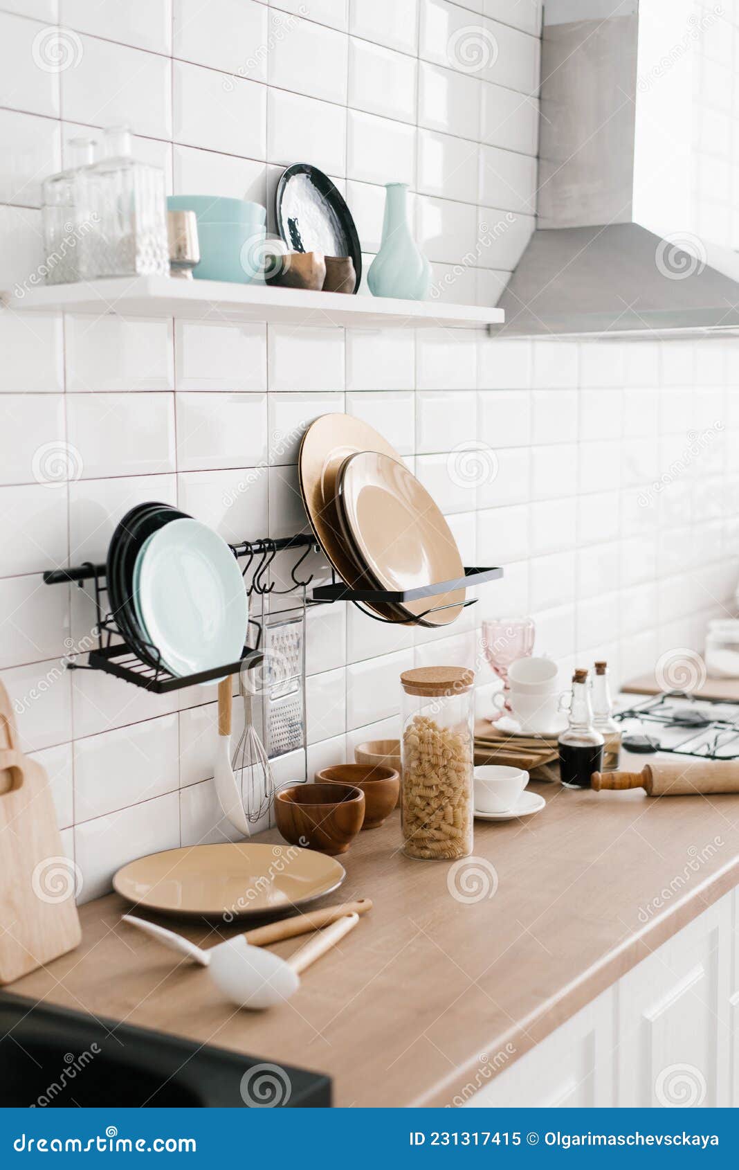 Kitchen Utensils are on the Cabinet. the Interior of the Room in the ...