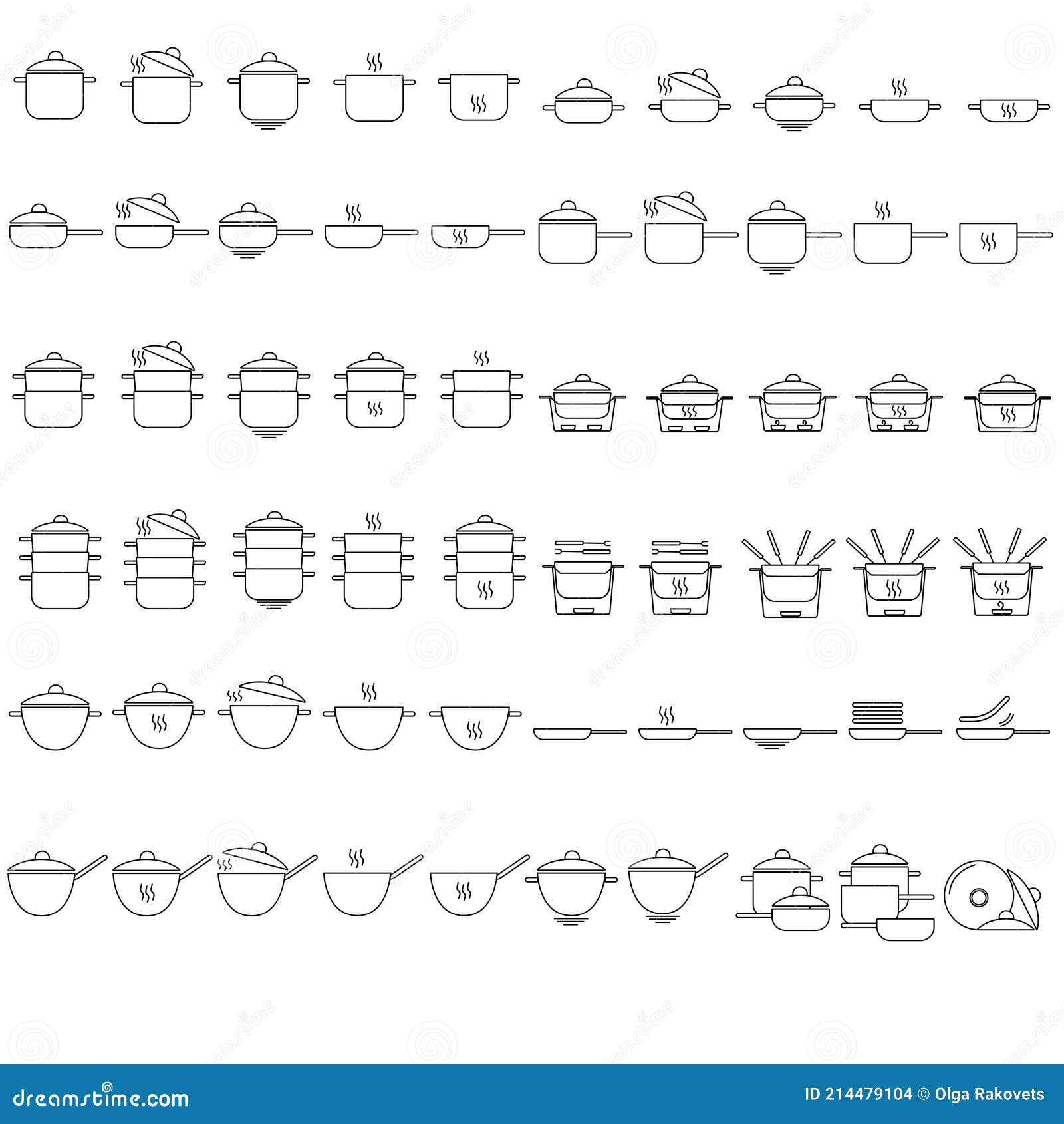 Kitchen Utensils for Cooking Linear Icons Set in Outline Style, Various ...