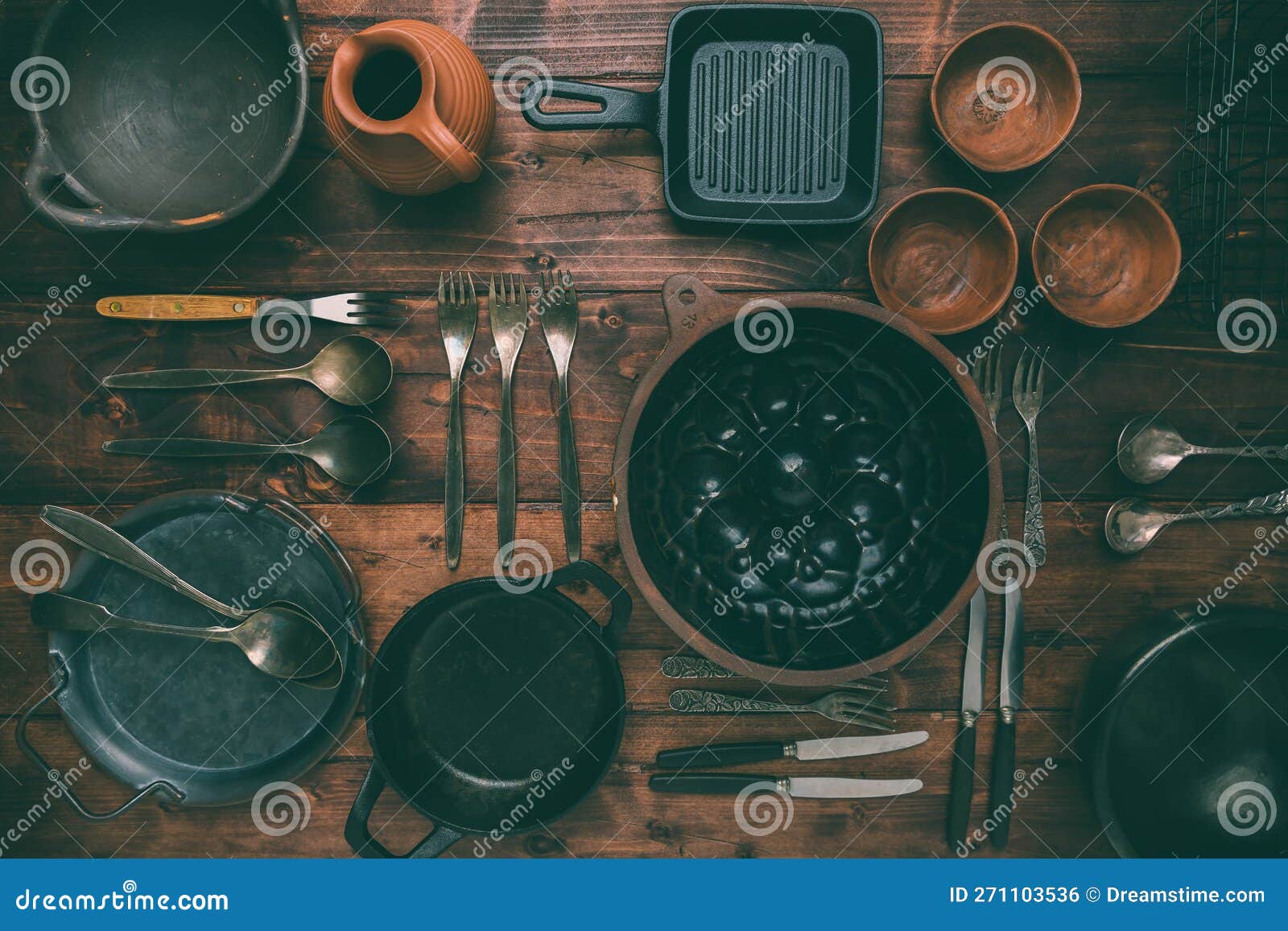 Kitchen Utensils, Cooking Tools, on Wooden Background Stock Photo ...