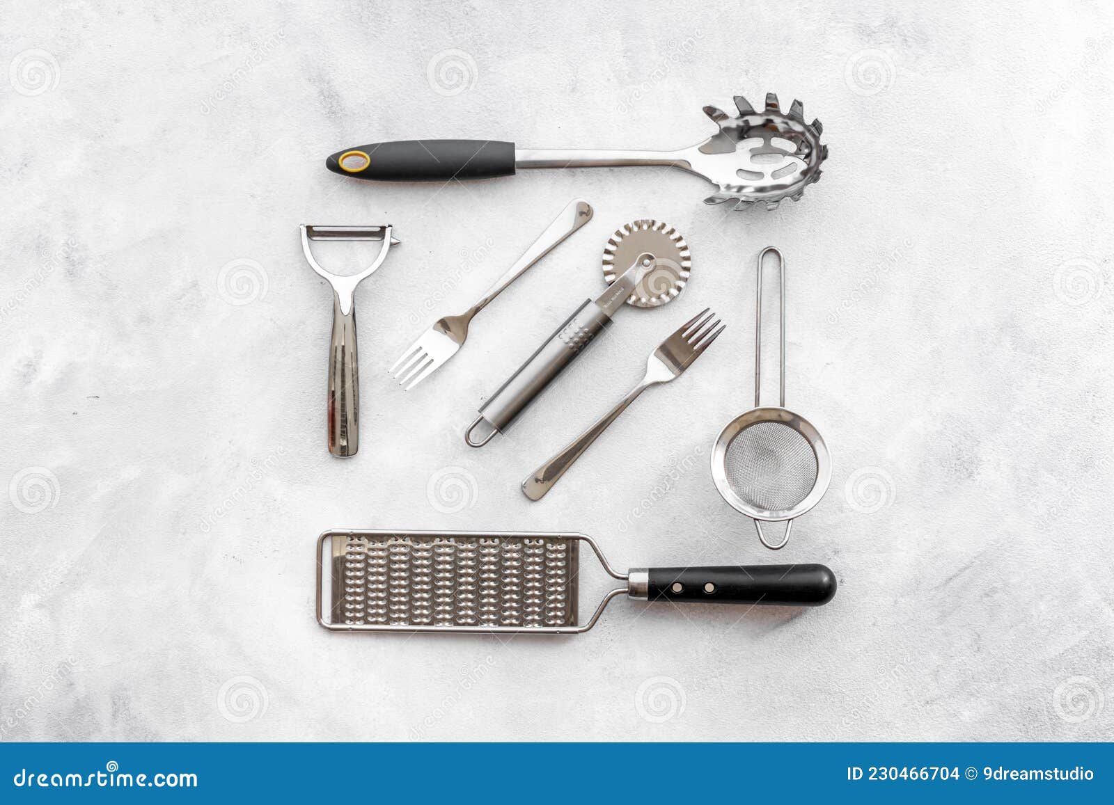 Kitchen Utensils and Cookware - Cooking Background, Top View Stock ...