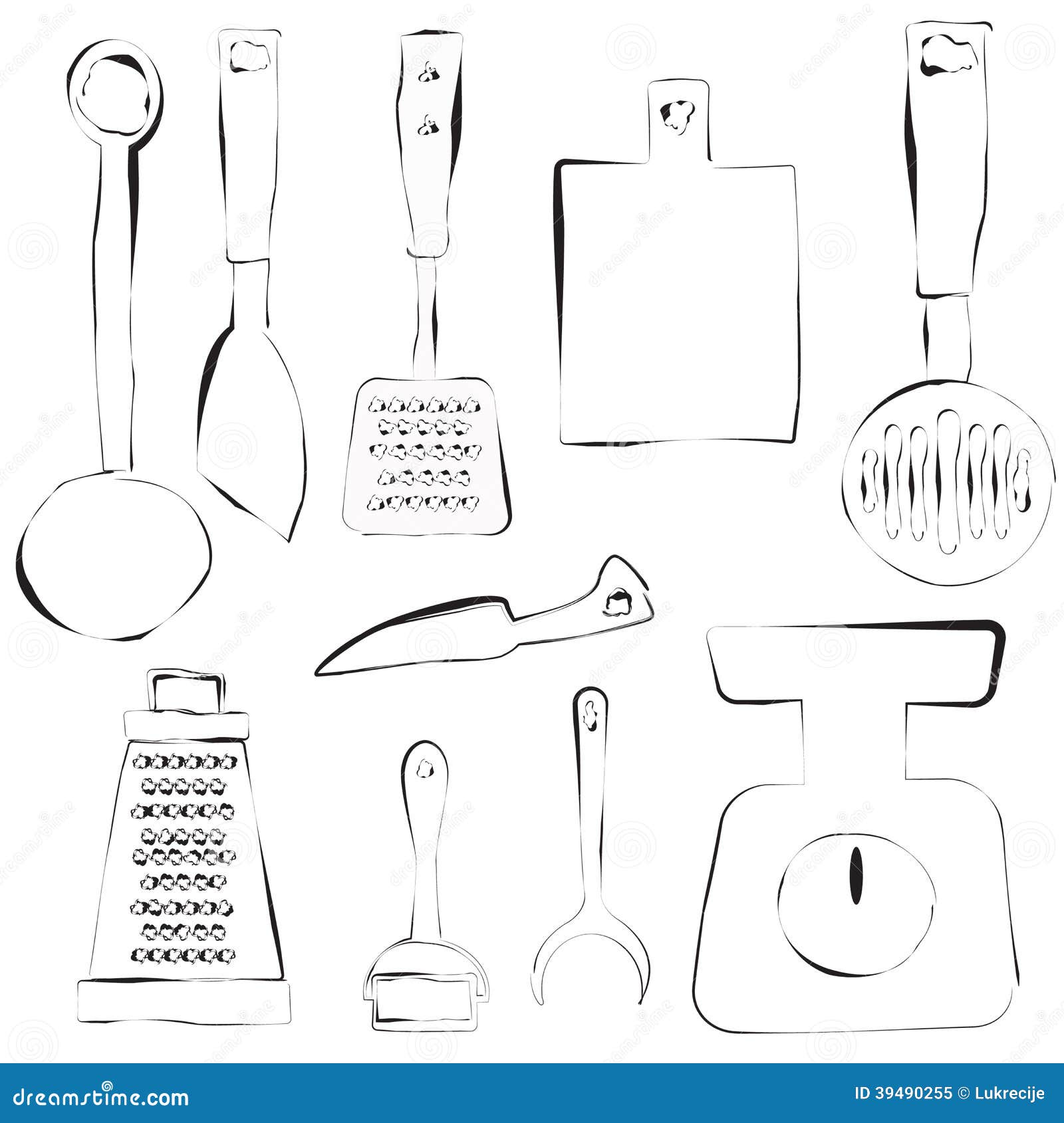 Kitchen Utensils Design in Freehand Style Stock Vector - Illustration ...