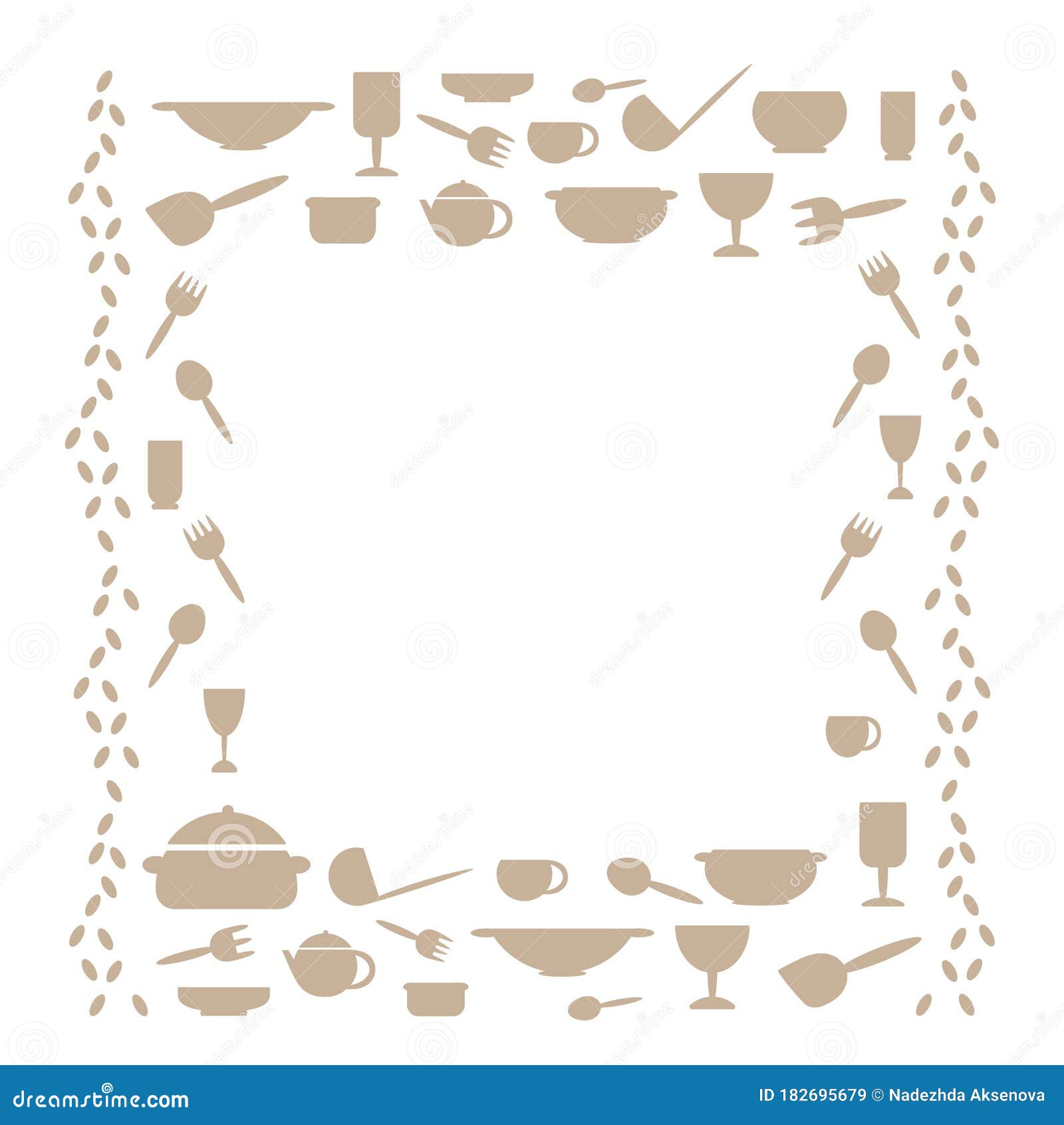 Kitchen Utensils, Frame with Space for Text . Kitchen Tools Symbols ...