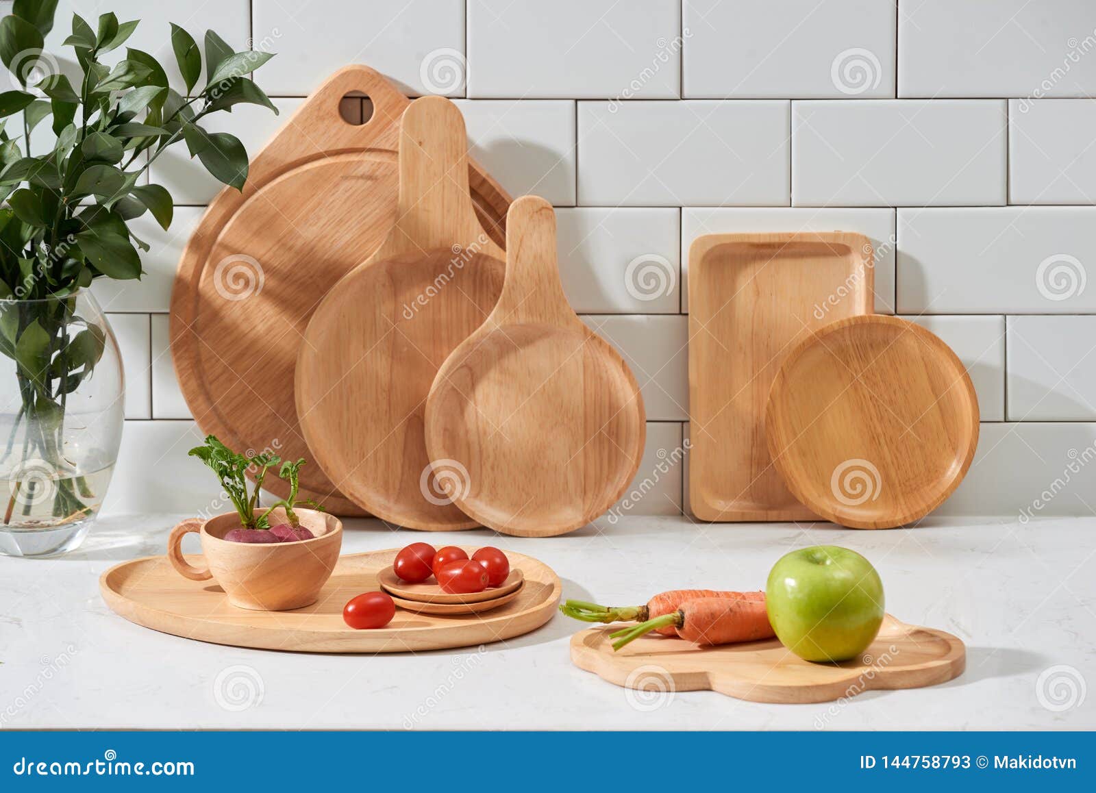 Kitchen Utensils with Fresh Vegetable and Fruit on the Table. Kitchen ...