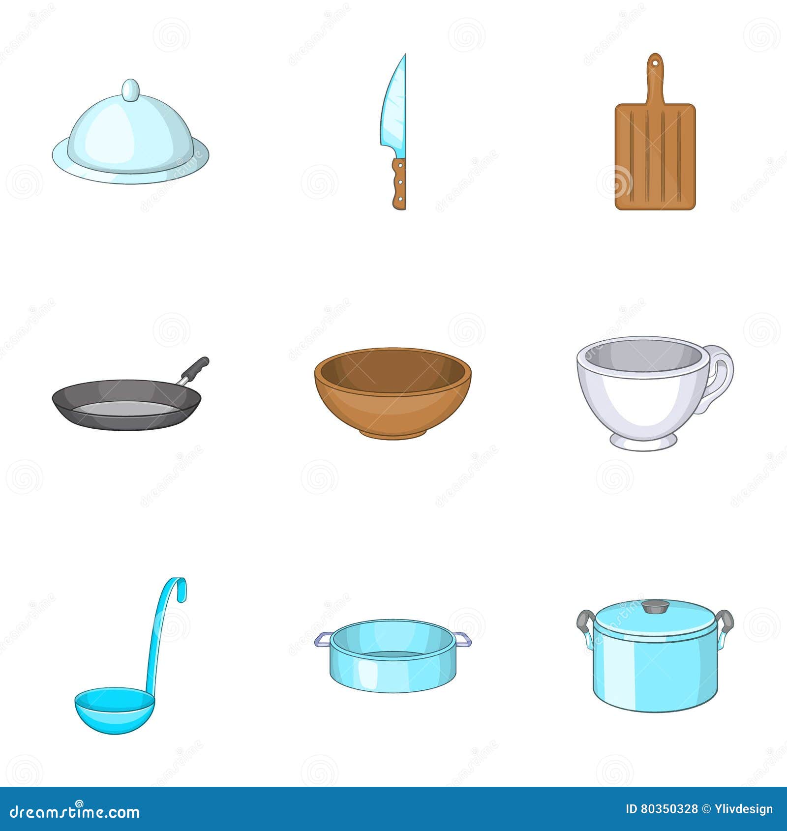 Kitchen Utensils Icons Set, Cartoon Style Stock Vector - Illustration ...