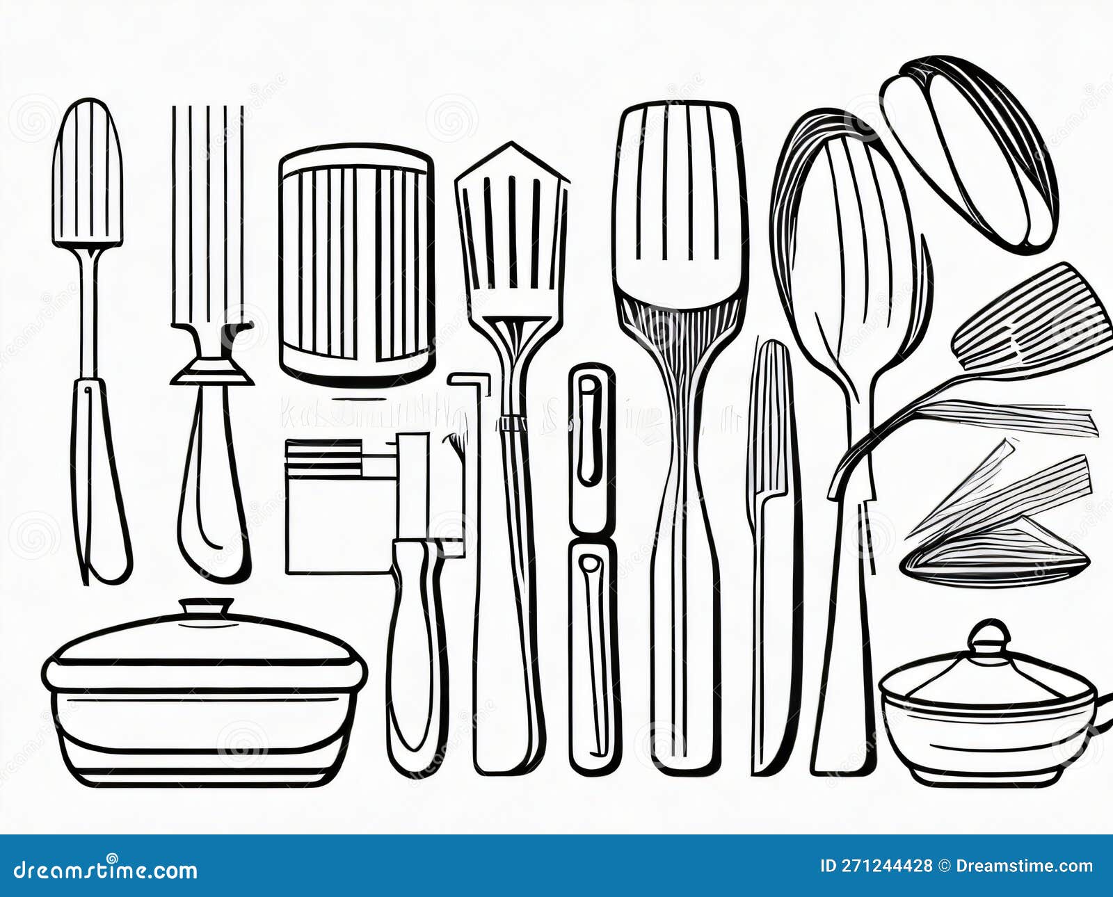 Kitchen Utensils Illustration Isolated White Backgroundackground Stock ...