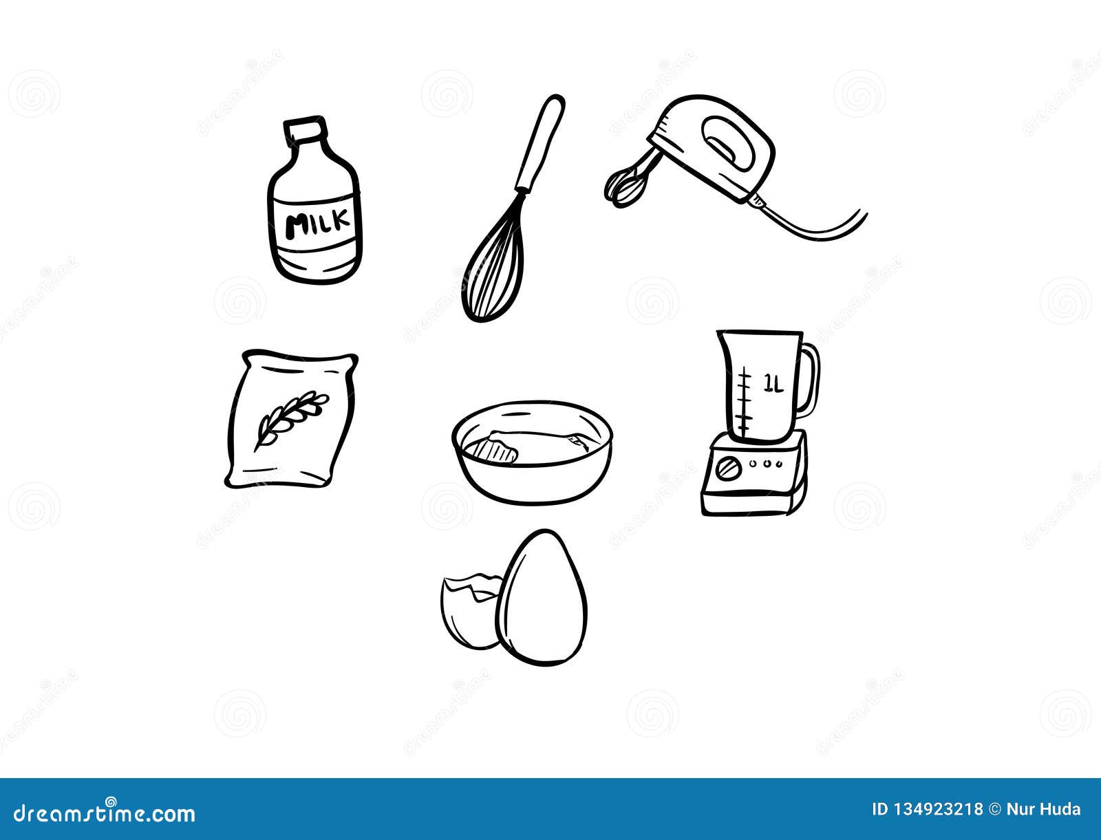Kitchen Utensils and Ingredients Doodle Stock Vector - Illustration of ...