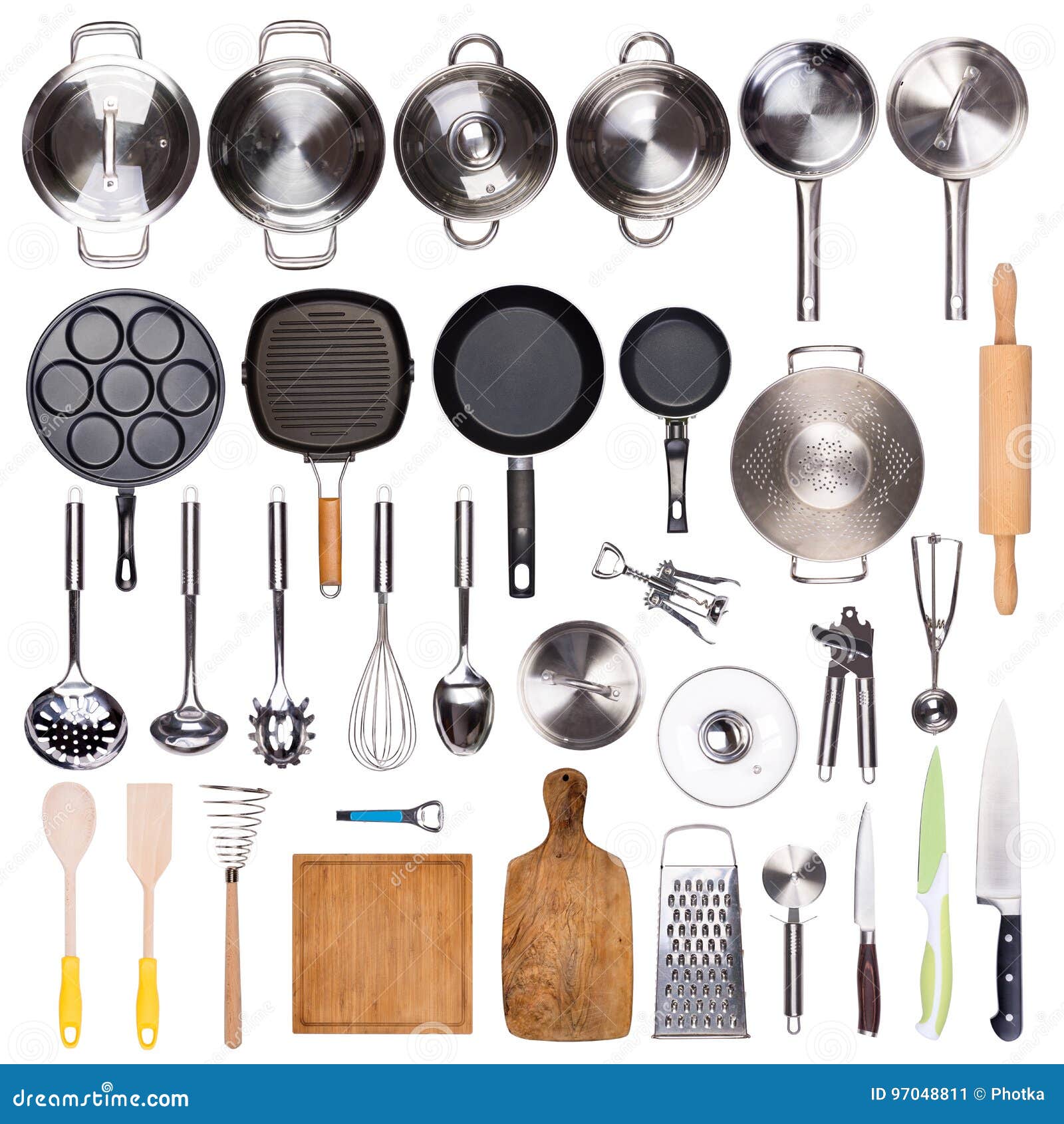 Kitchen Utensils Isolated on White Background Stock Image - Image of ...