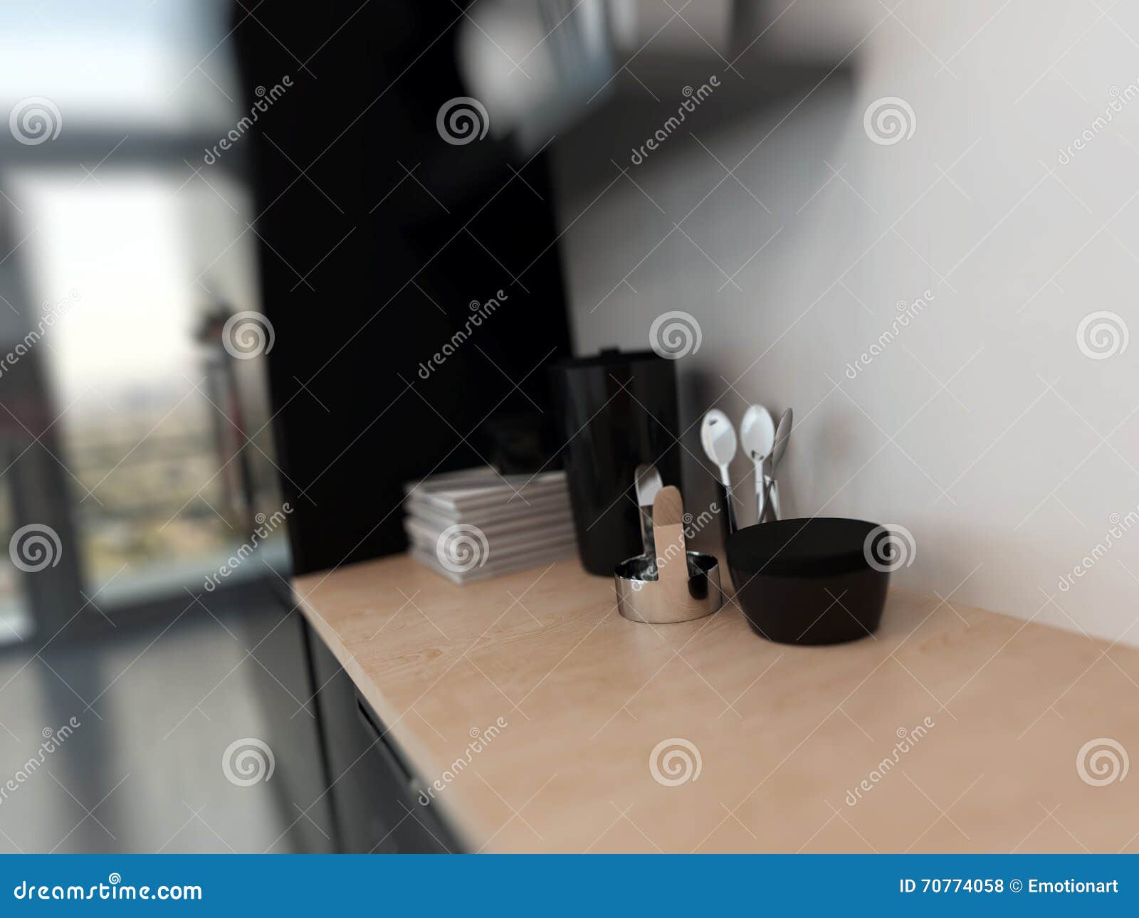 Kitchen Utensils on a Kitchen Counter Stock Illustration - Illustration ...