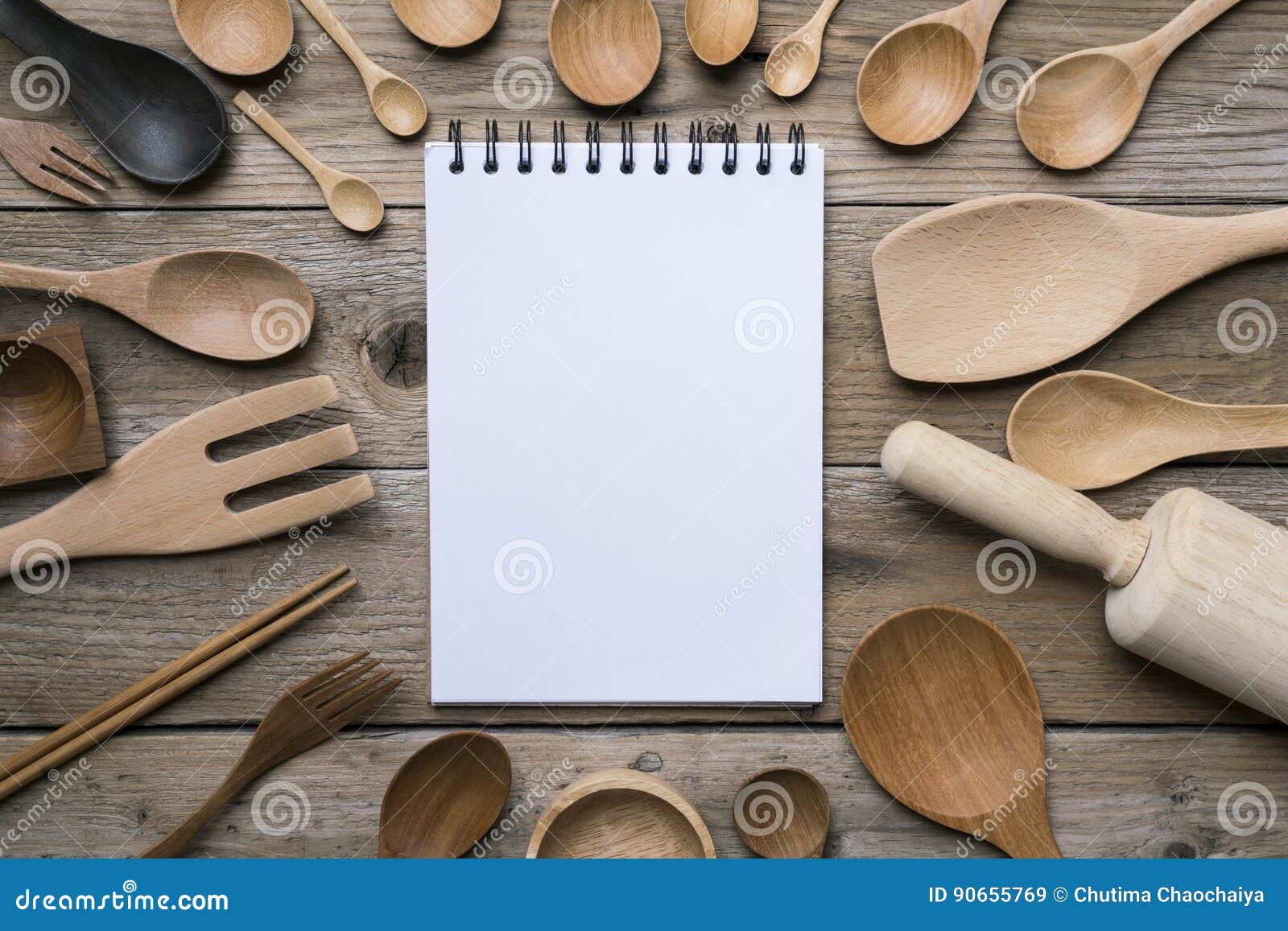 Kitchen Utensils and Notebook for Cooking Stock Image - Image of ...