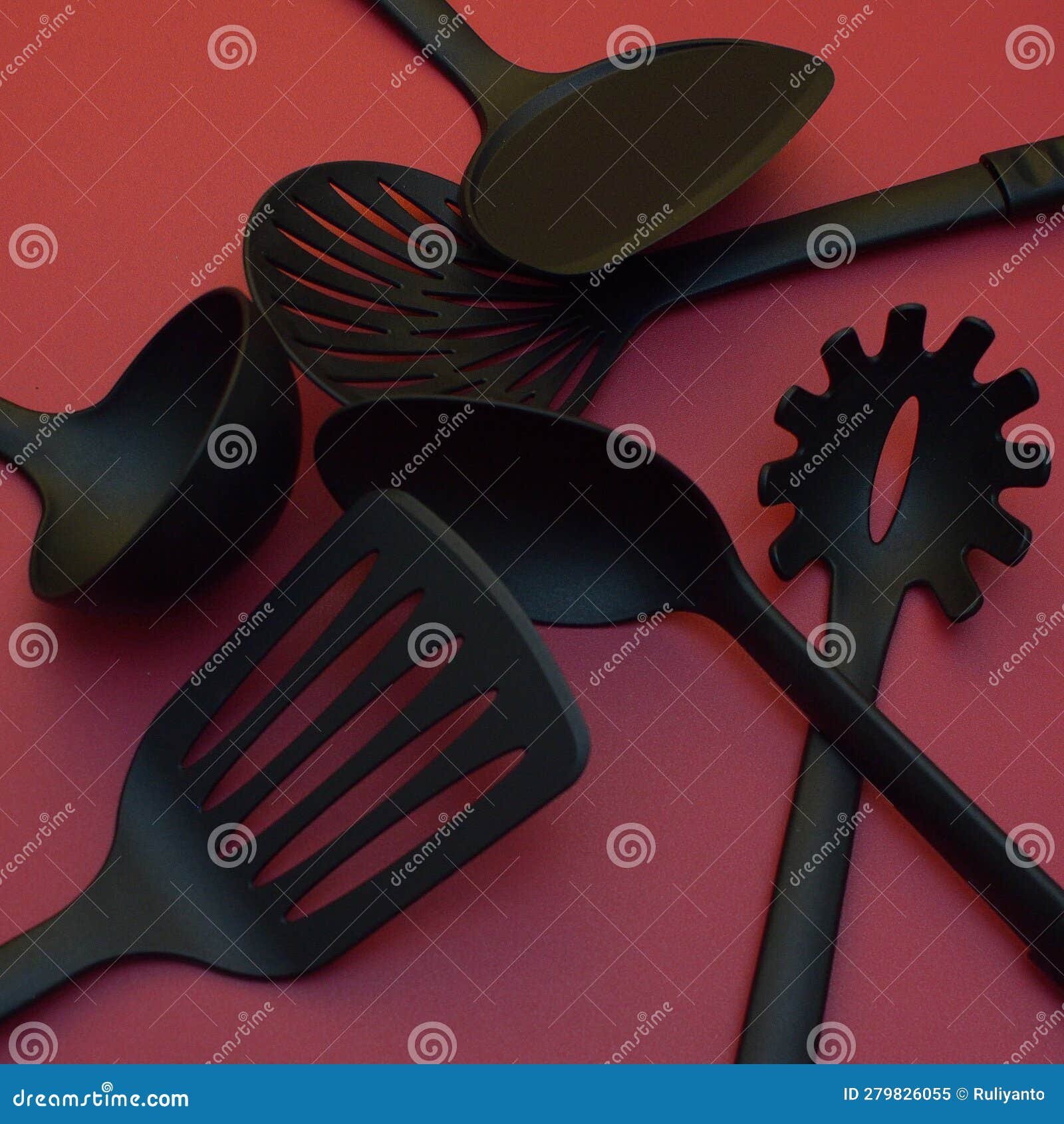 Kitchen Utensils on a Rough Red Surface Stock Image - Image of ovenware ...