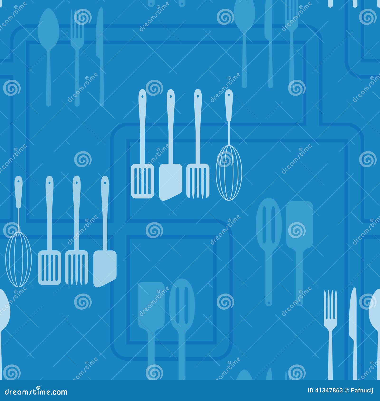 Kitchen Utensils in Seamless Background Stock Illustration ...