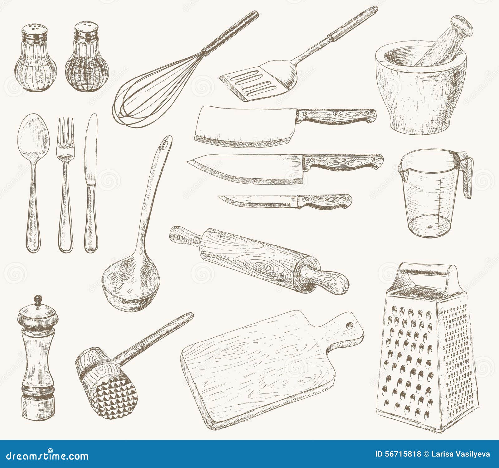Kitchen utensils set stock vector. Illustration of measuring - 56715818