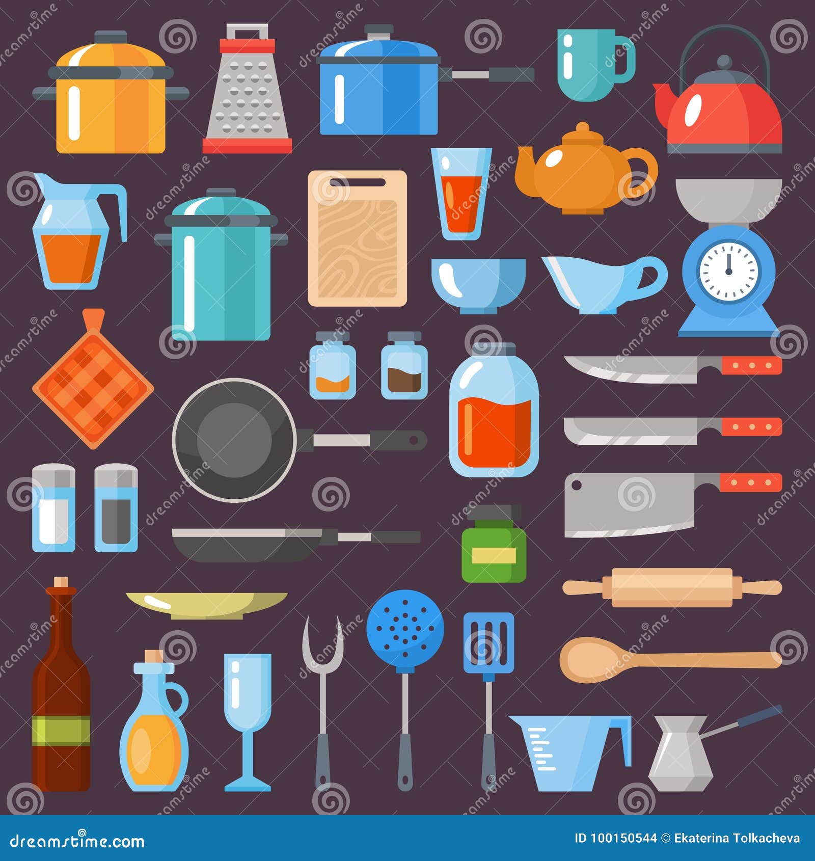 Kitchen Utensils Set. Kitchenware, Cookware, Kitchen Tools Collection ...