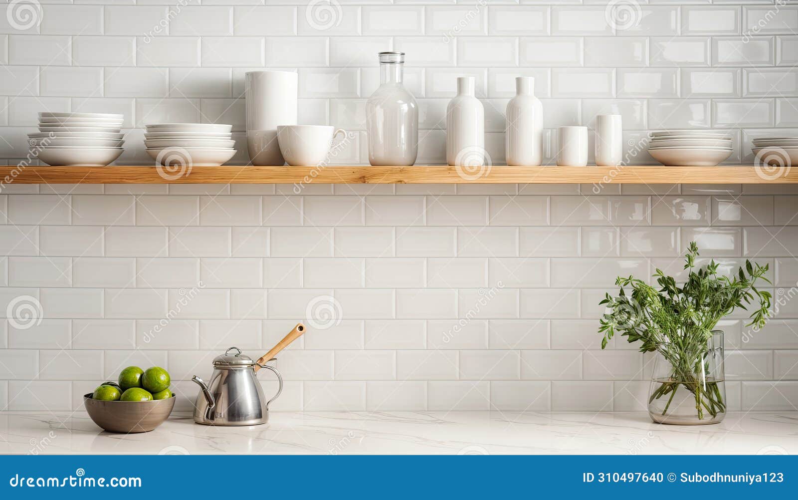 Kitchen Utensils on Shelf in Modern Kitchen. Interior Design Stock ...