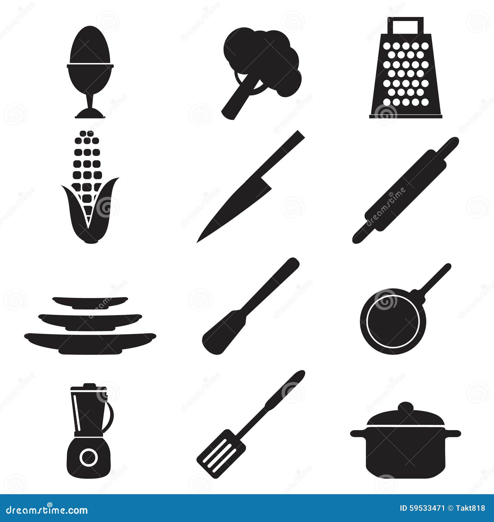 Kitchen Utensils Sign Set Illustration Stock Vector - Illustration of ...