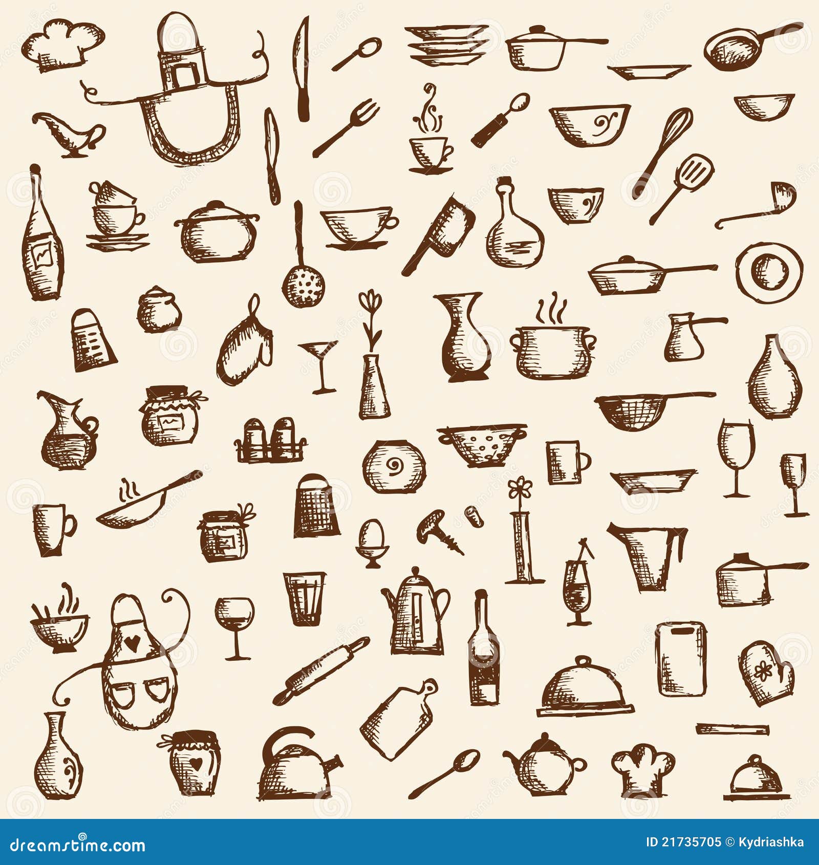 Kitchen Utensils, Sketch Drawing for Your Design Stock Vector ...