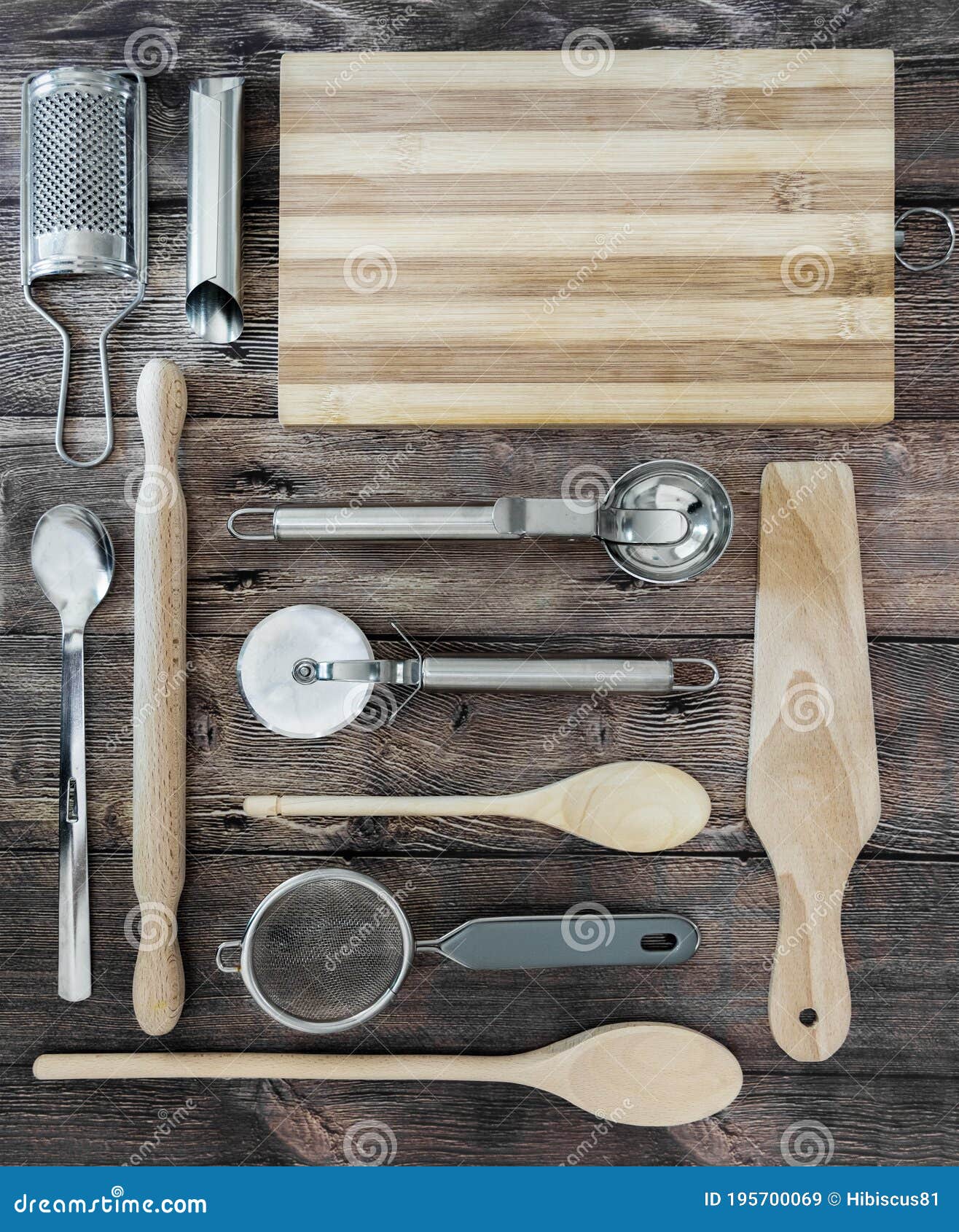 Kitchen Utensils on a Table Stock Image - Image of dinner, stainless ...