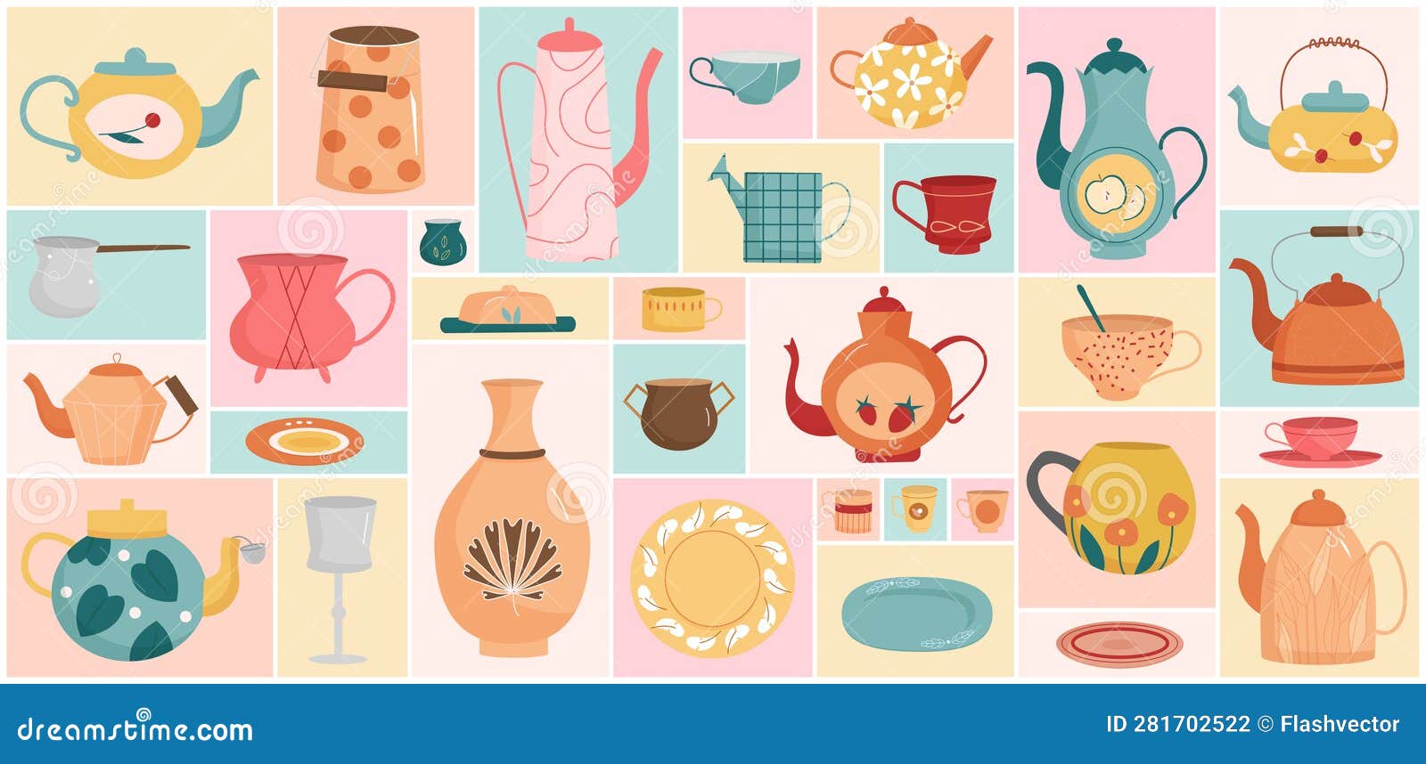 Kitchen Utensils for Tea Party Set Stock Vector - Illustration of ...