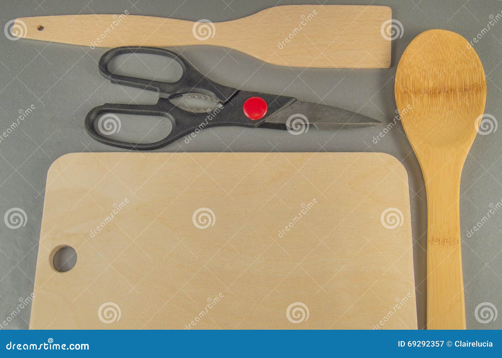 Kitchen Utensils and Tools - Scissors, Boards, Spoons. Copy Space Stock ...