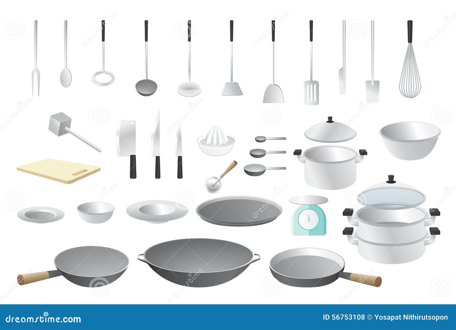 Kitchen utensils stock vector. Illustration of collection - 56753108