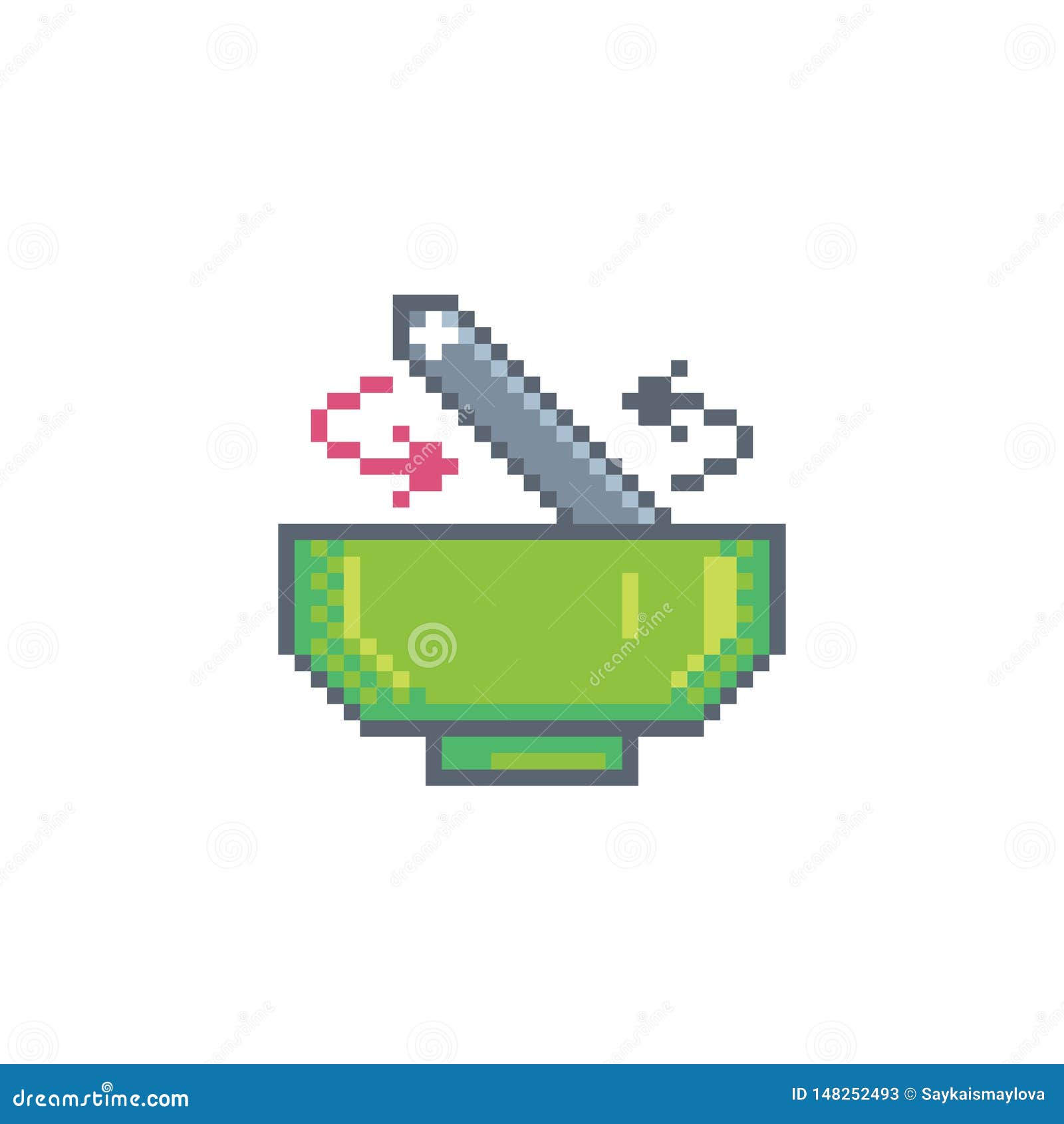 Pixel art bowl icon. stock vector. Illustration of retro - 148252493