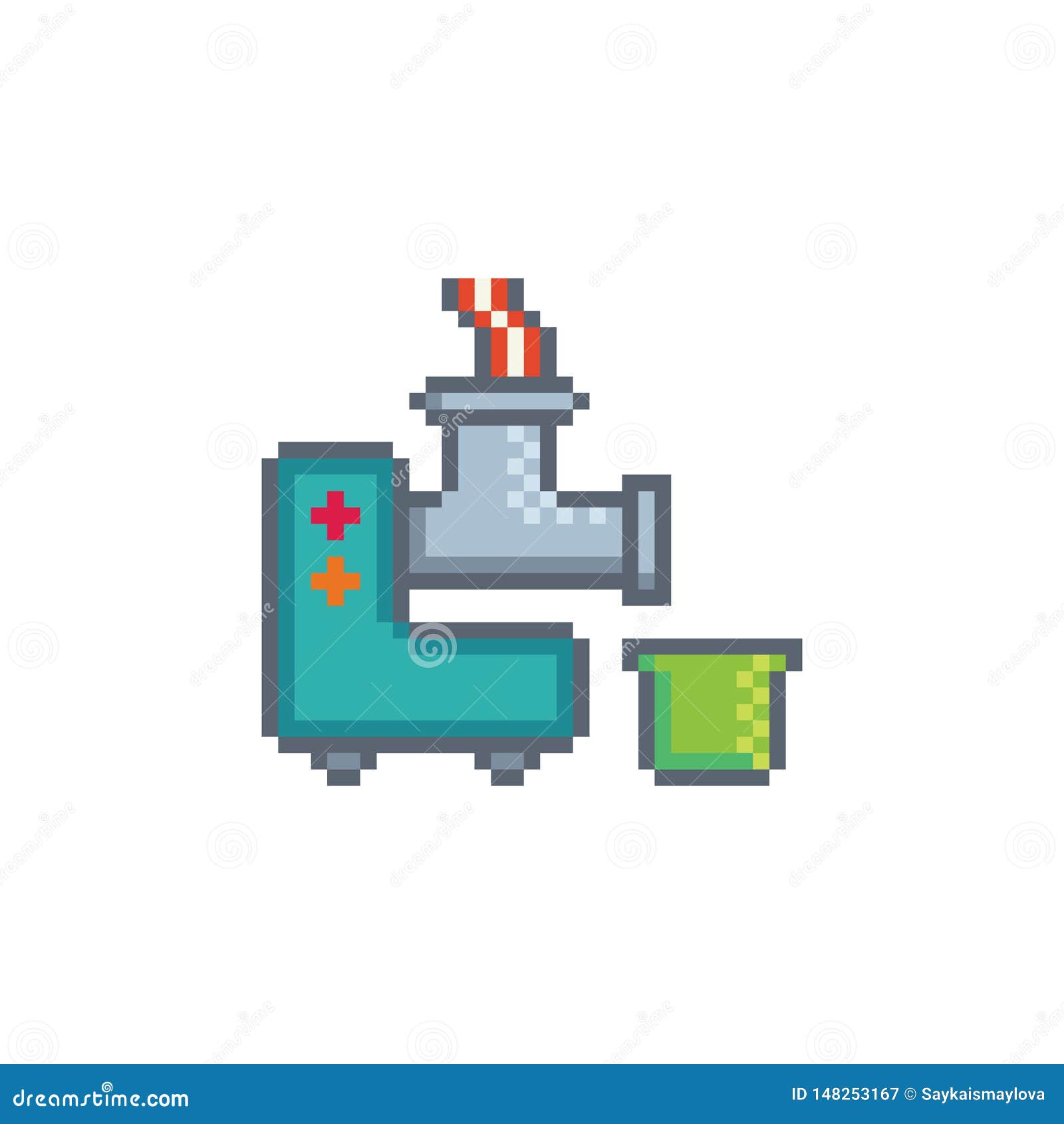 Pixel Art Meat Grinder Icon. Stock Vector - Illustration of icon, lunch ...