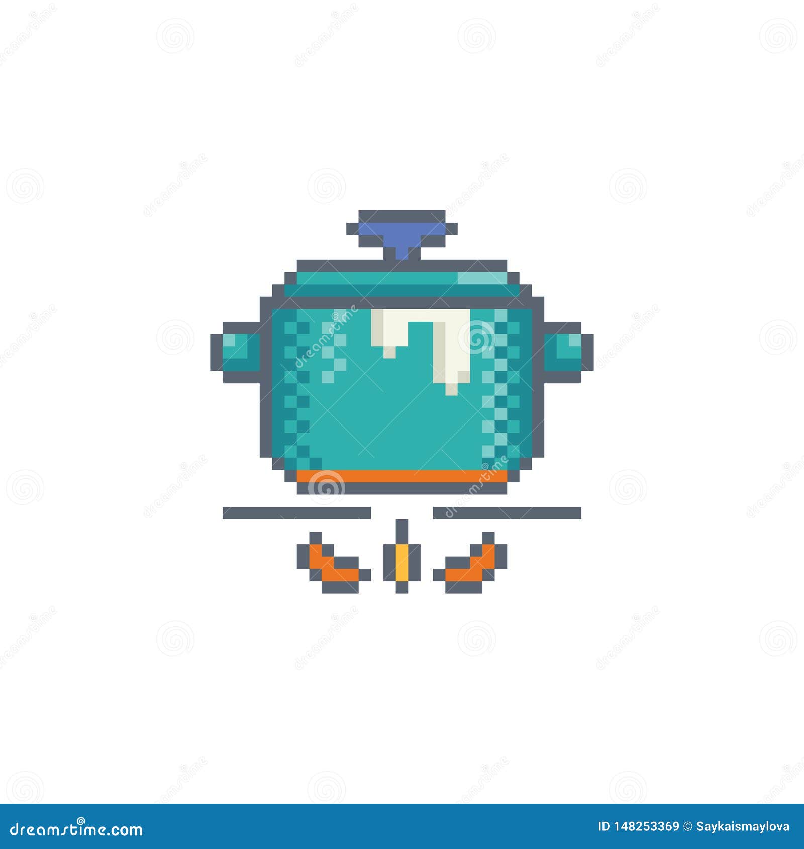 Pixel art pot icon. stock vector. Illustration of food - 148253369