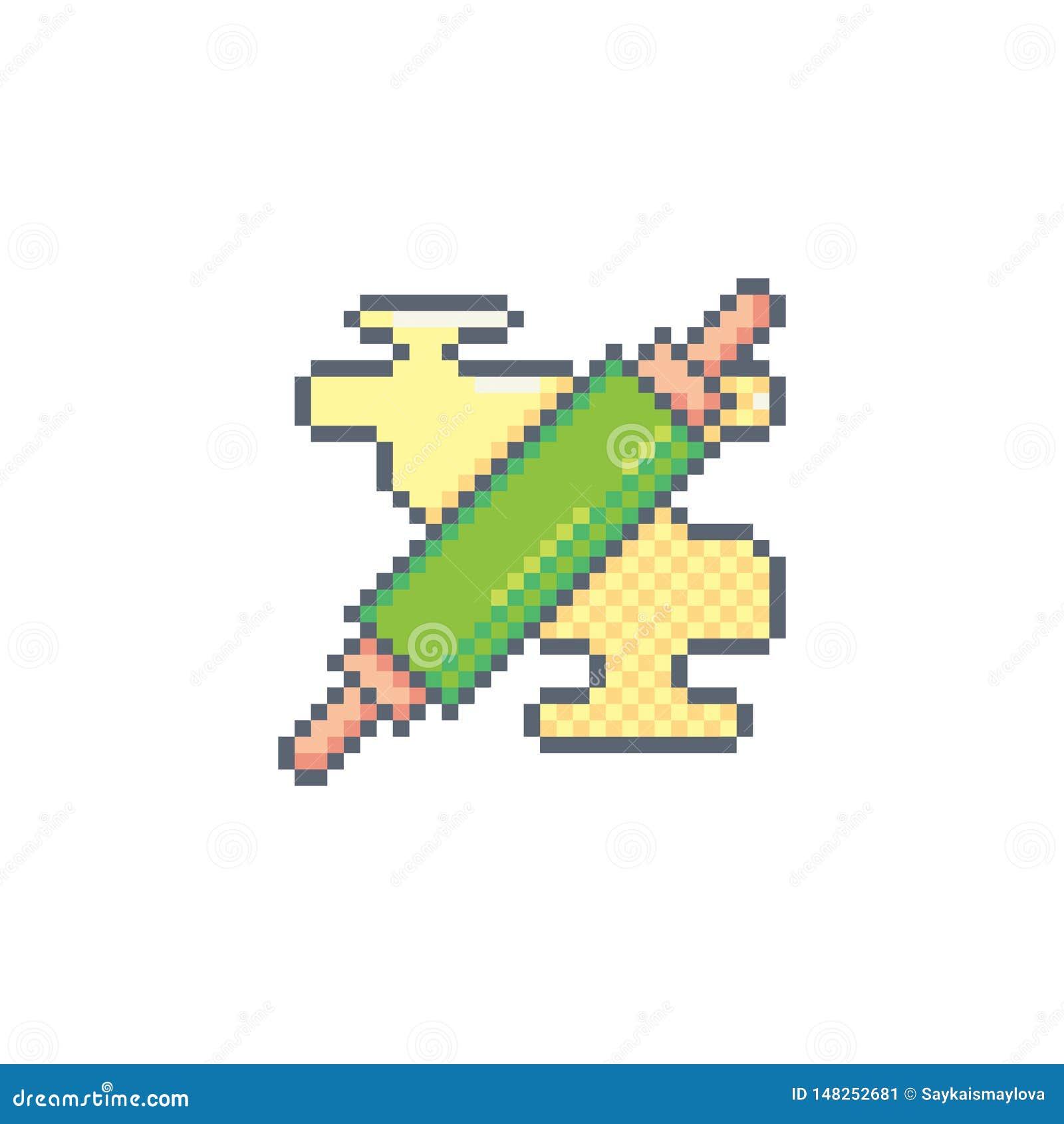 Pixel Art Rolling Pin Icon. Stock Vector - Illustration of games ...