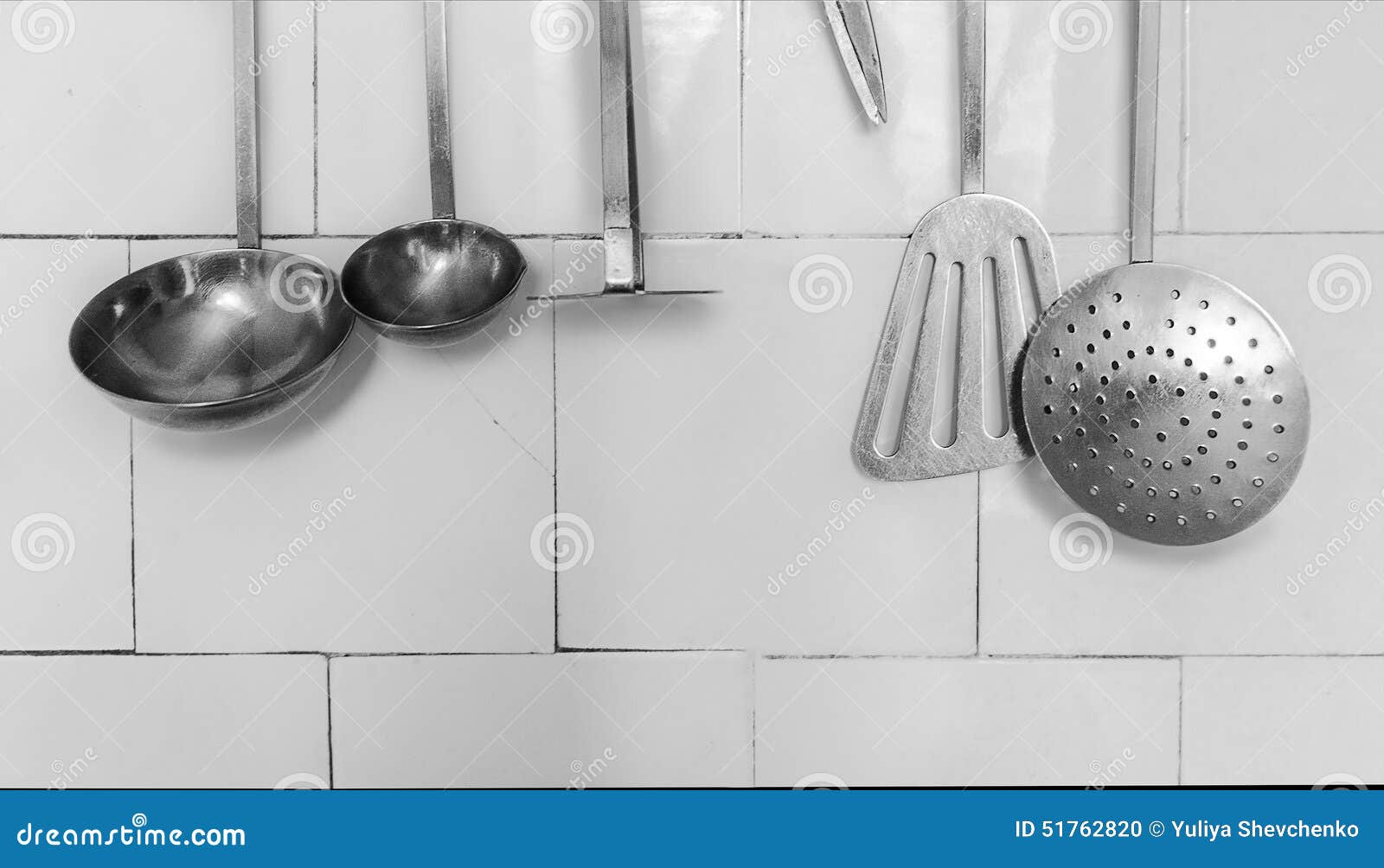 Kitchen Utensils on the White Tile Stock Photo - Image of scissors ...