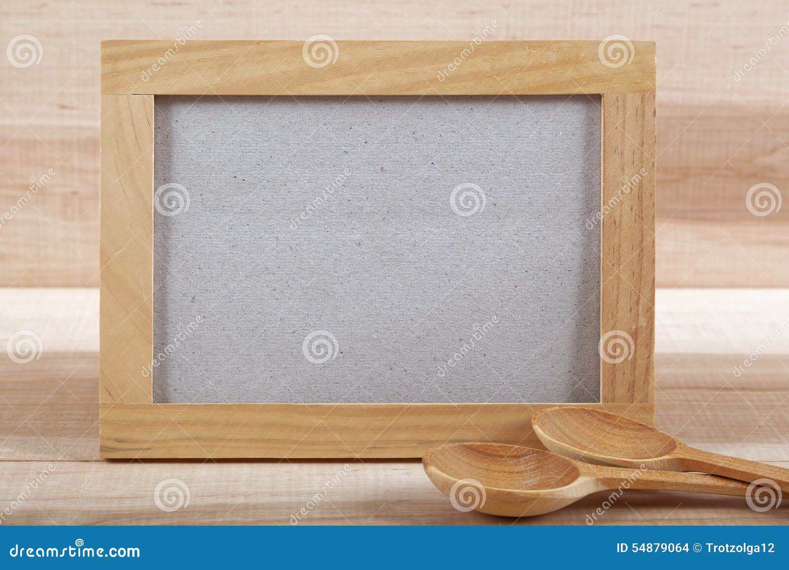 Kitchen Utensils and Wooden Frame on a Wooden Board Stock Photo - Image ...