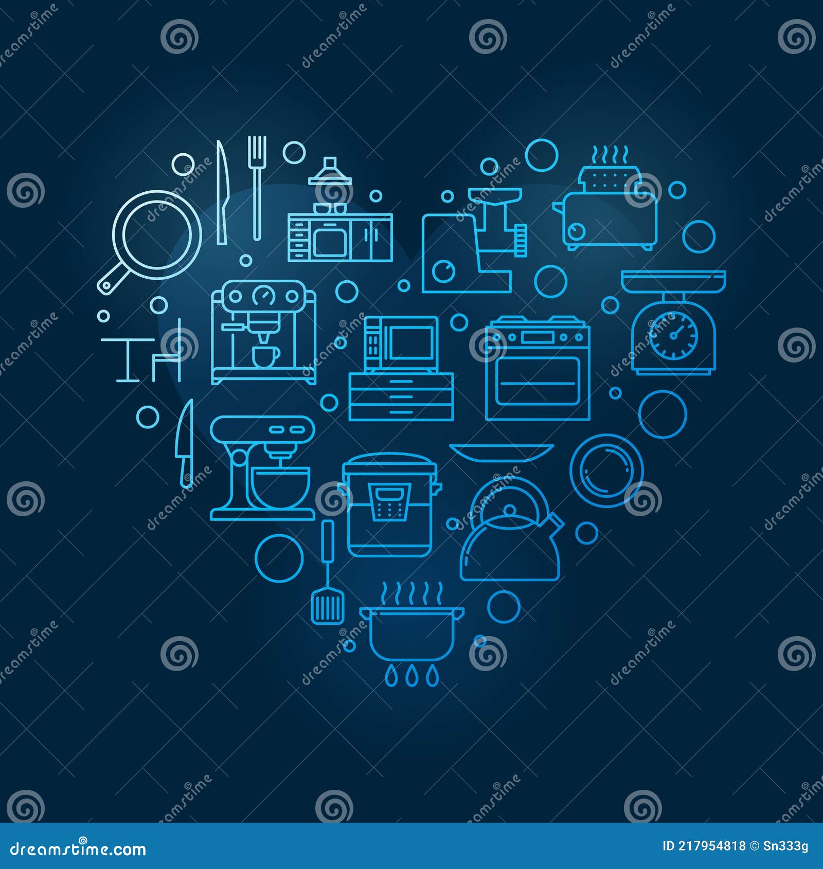 Kitchen Vector Concept Blue Heart Shaped Illustration Stock Vector ...