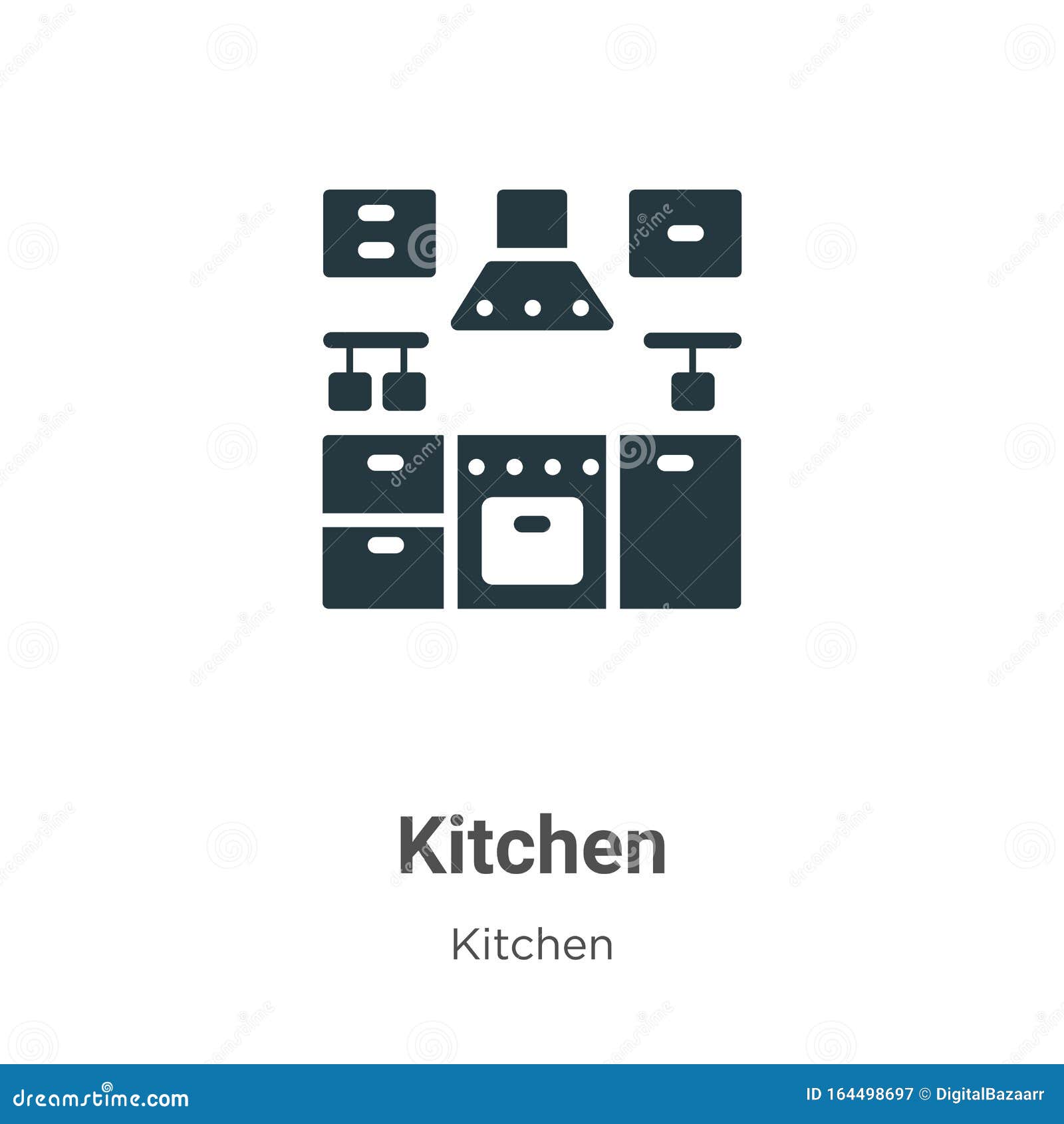 Kitchen Vector Icon on White Background. Flat Vector Kitchen Icon ...