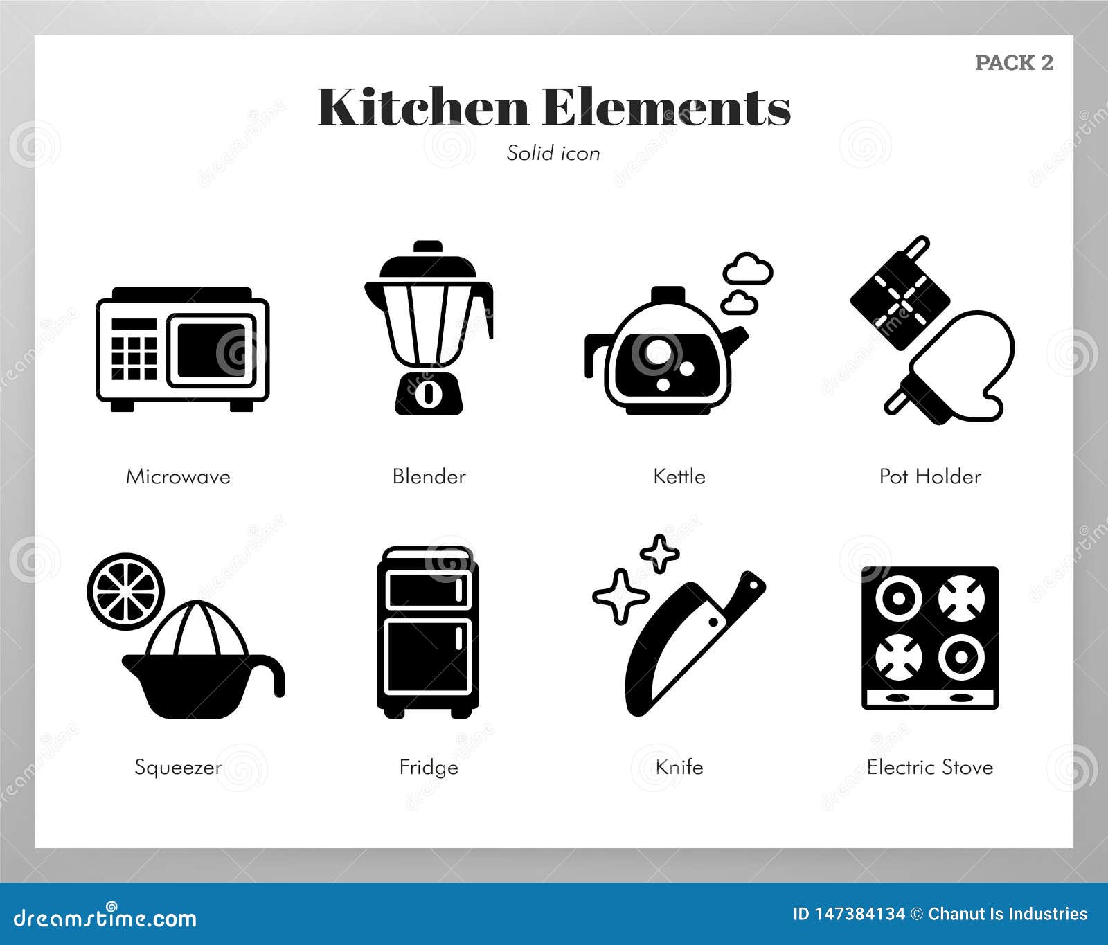 Kitchen Elements Solid Pack Stock Vector - Illustration of sqeeze ...