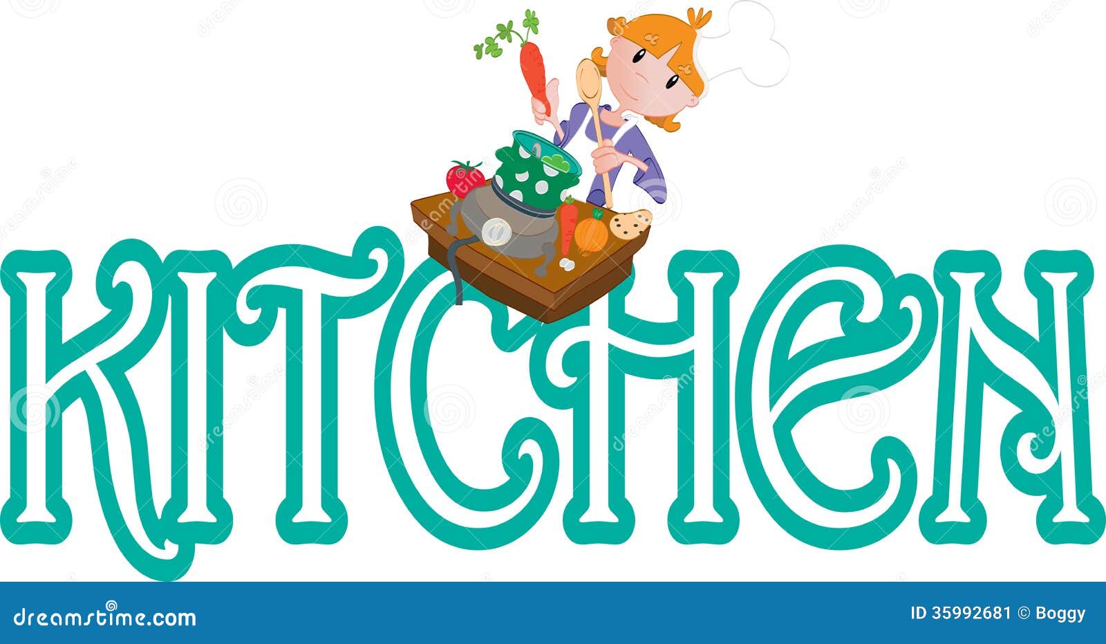 Kitchen stock vector. Illustration of girl, culinary - 35992681