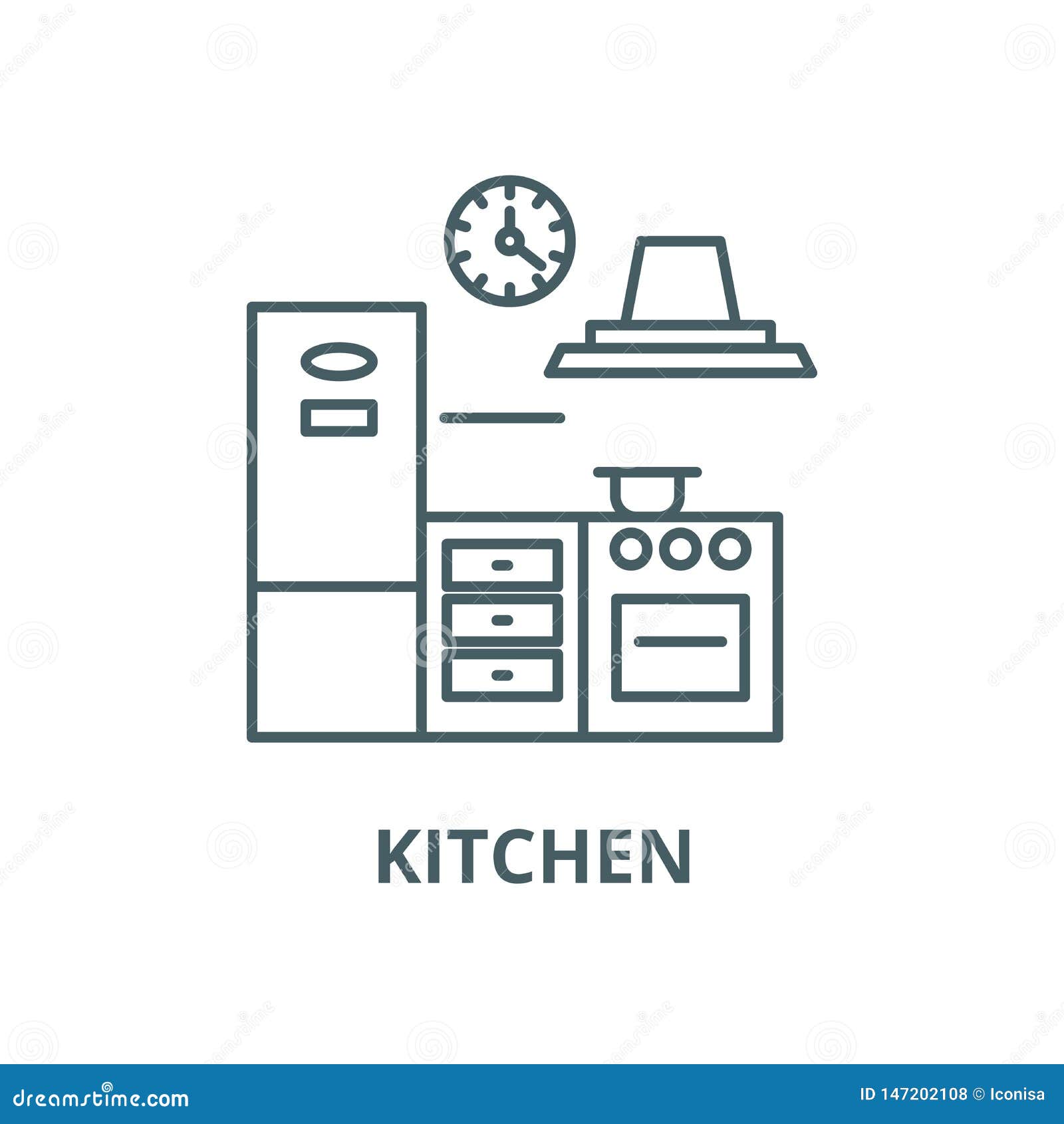 Kitchen Vector Line Icon, Linear Concept, Outline Sign, Symbol Stock ...