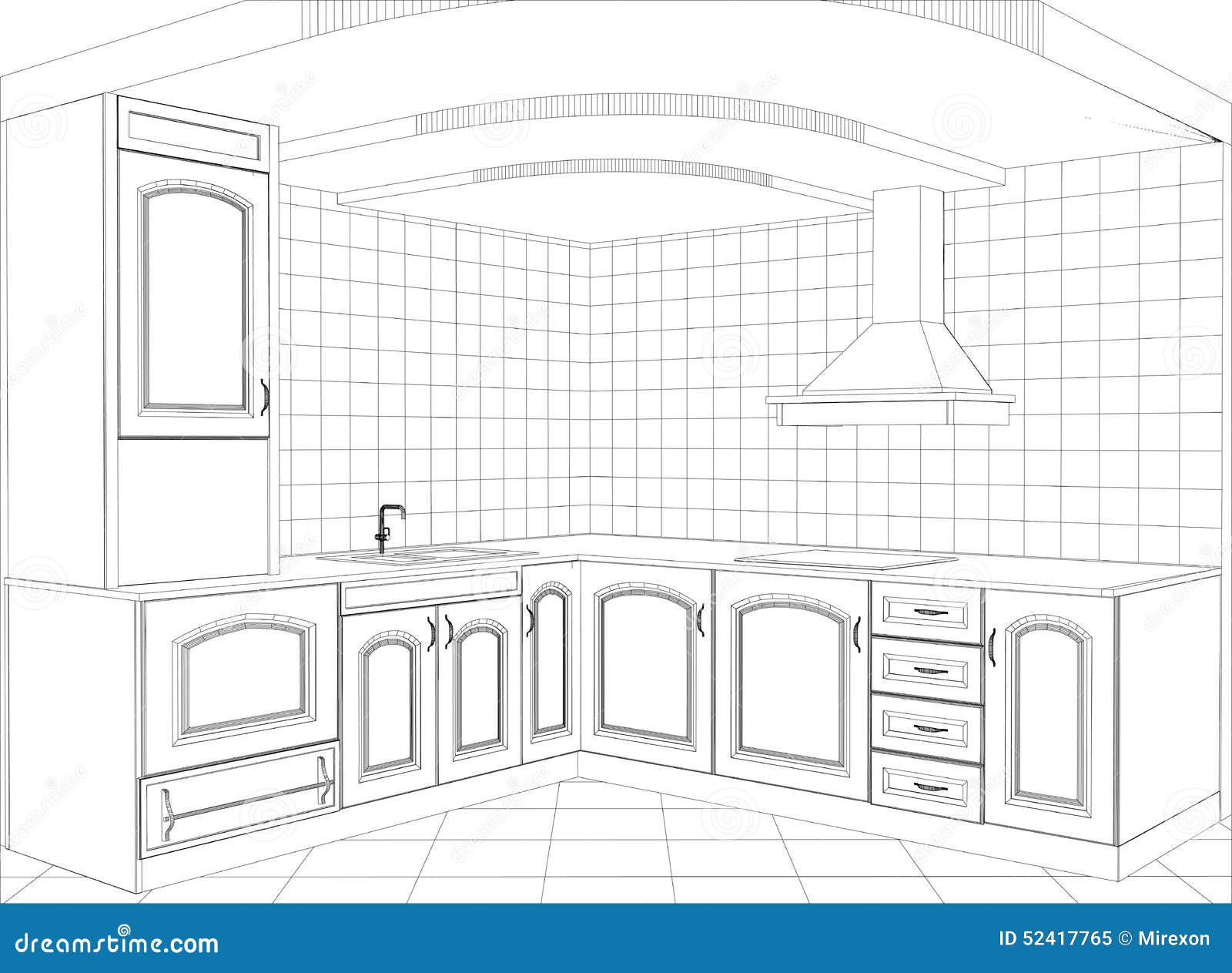 Kitchen Vector Sketch Interior. Illustration Stock Vector ...
