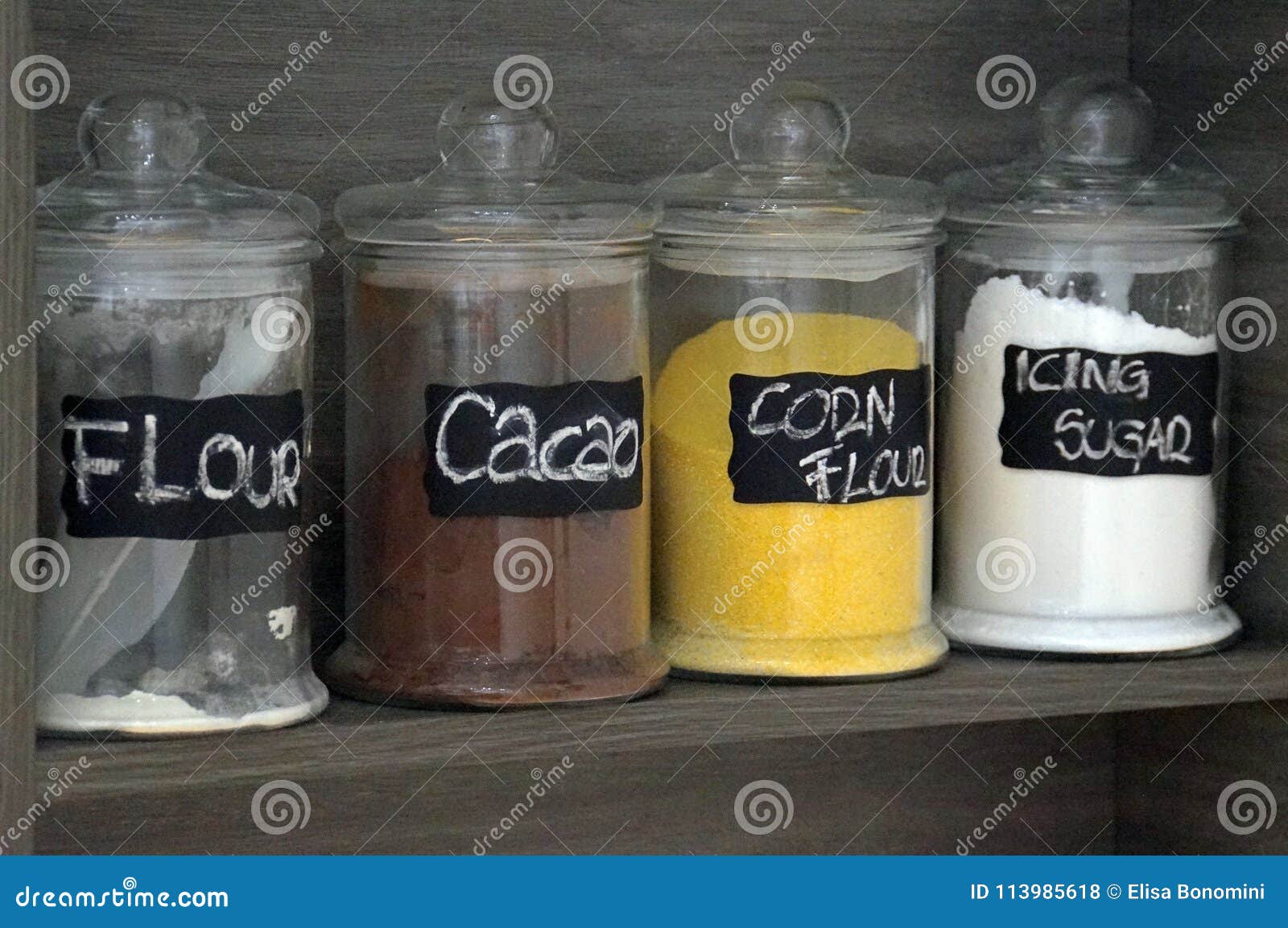 Kitchen View, Ingredients Containers Stock Photo - Image of style ...