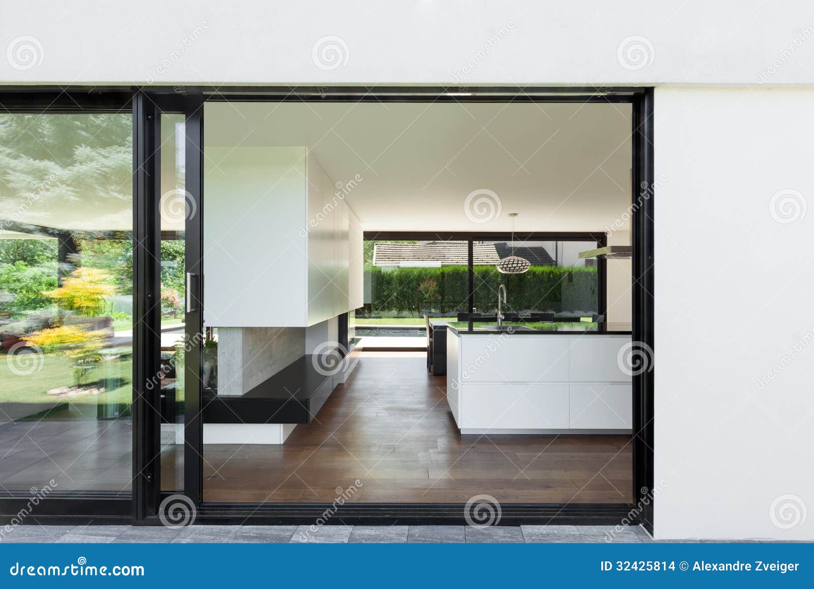 Kitchen View from the Outside Stock Photo - Image of living, style ...